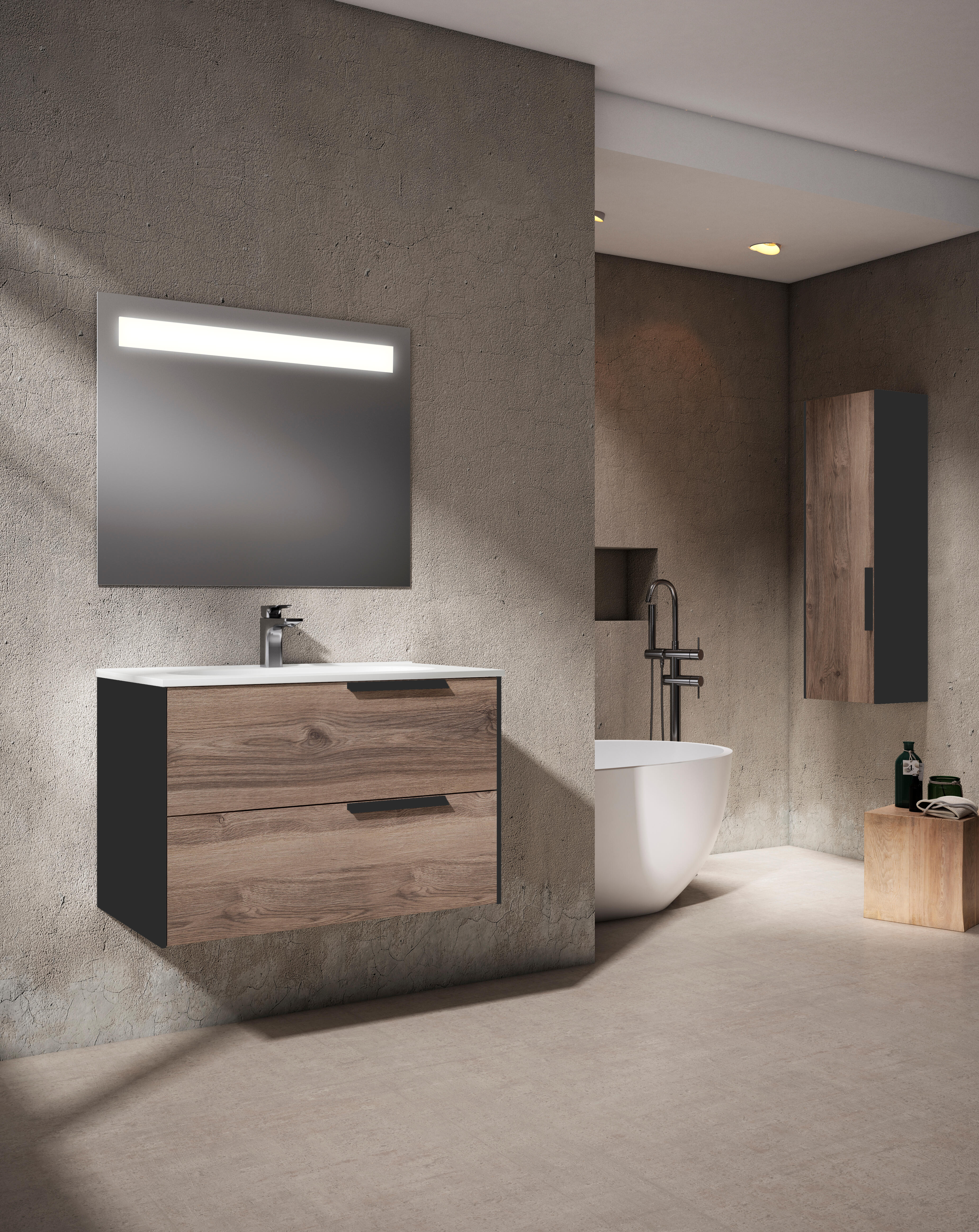 Mueble de baño con lavabo Bali antracita 80x45 cm | Leroy Merlin