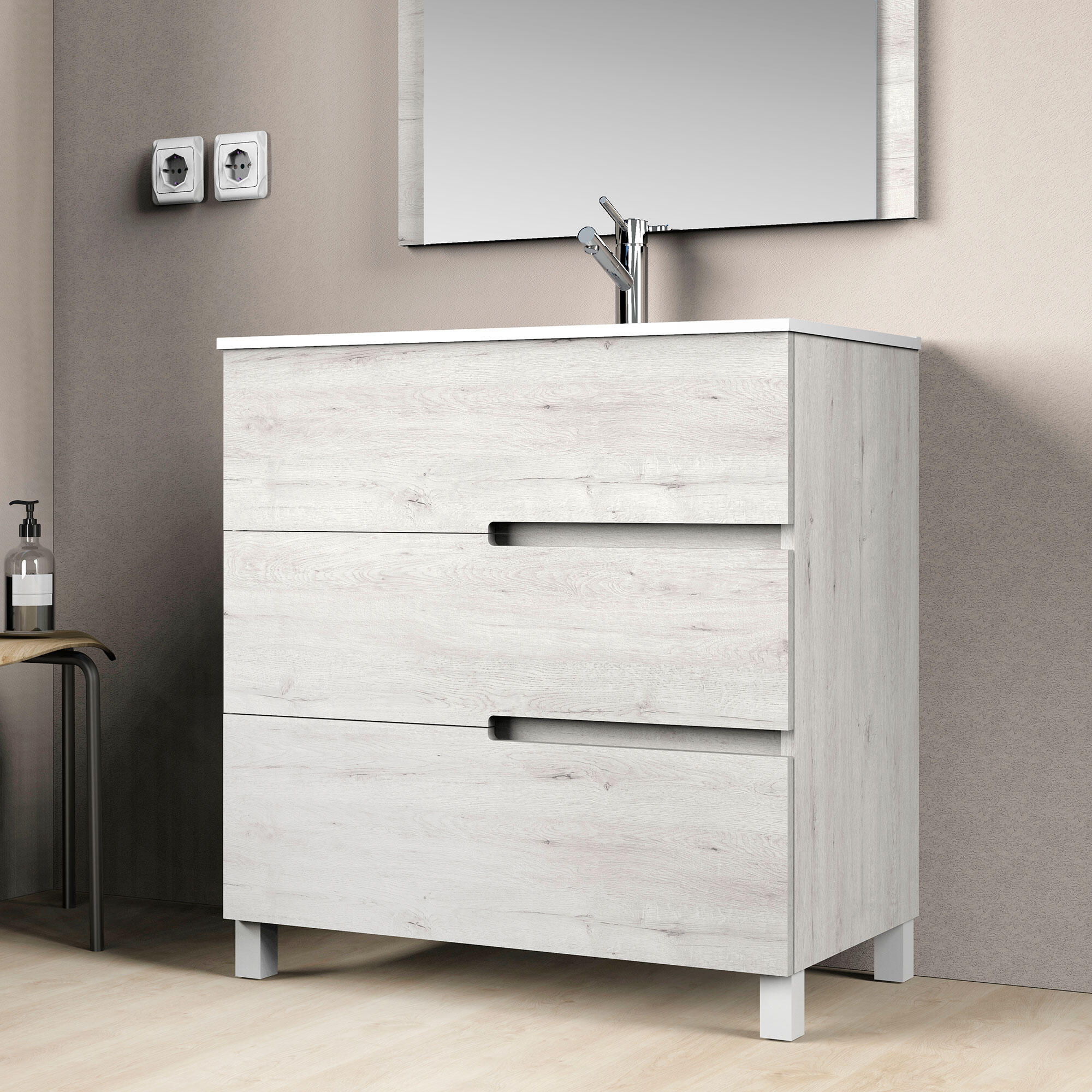 Mueble de baño con lavabo Alda gris 80x45 cm | Leroy Merlin