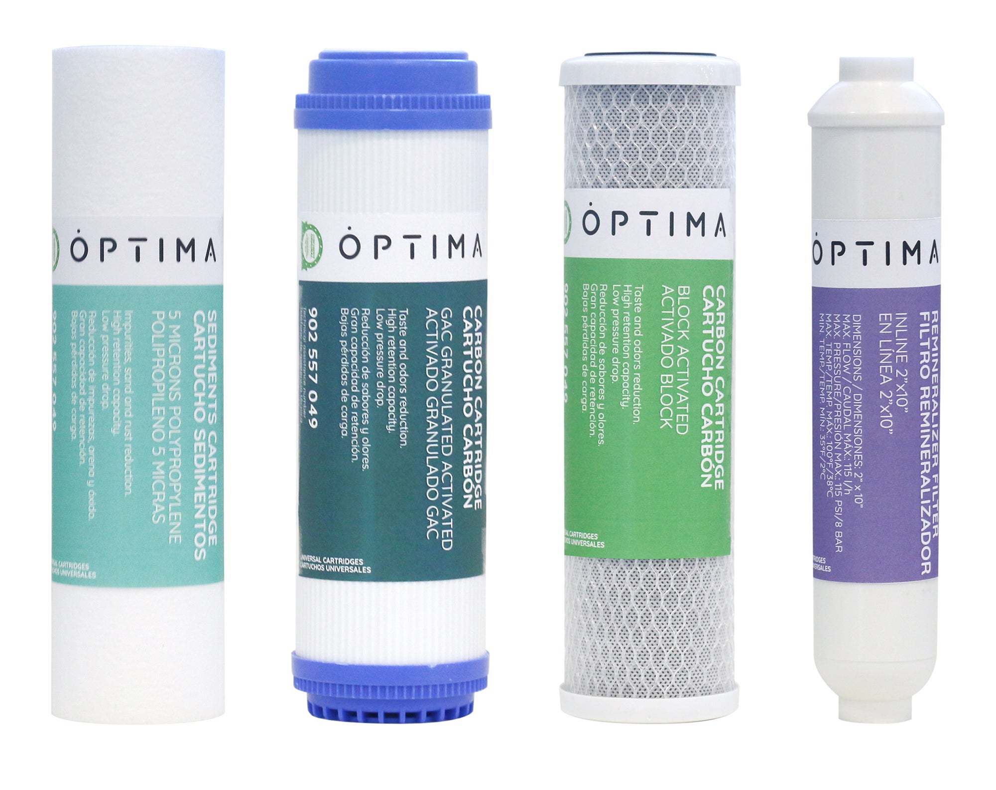 Pack de 4 filtros "OPTIMA ECO" con postfiltro remineralizador en línea ...