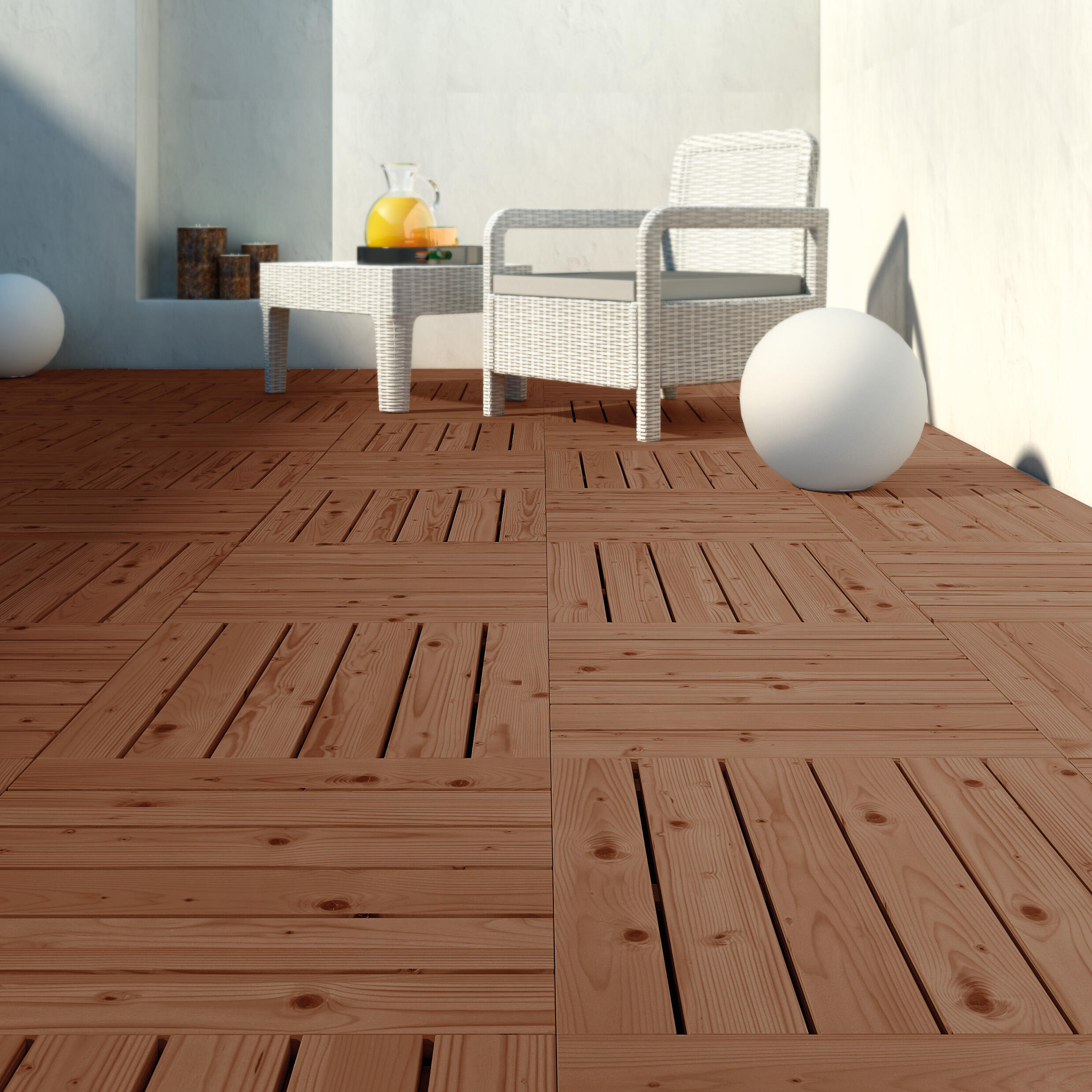 Baldosa de madera de pino tintada 52x52 cm y 38 mm | Leroy Merlin