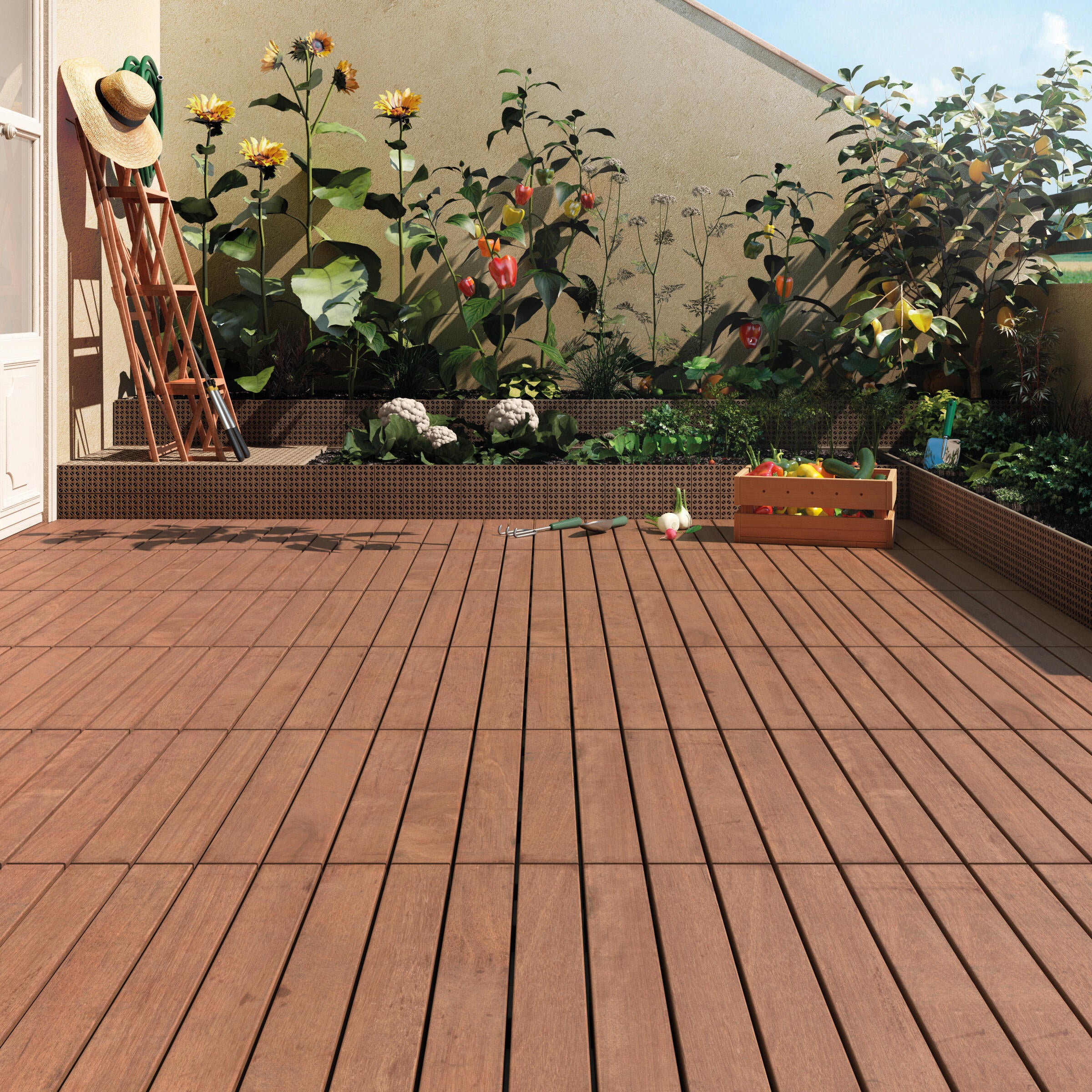 Pavimento esterno in legno legno rosso L 50 x L 50cm, Sp. 30 mm | Leroy ...