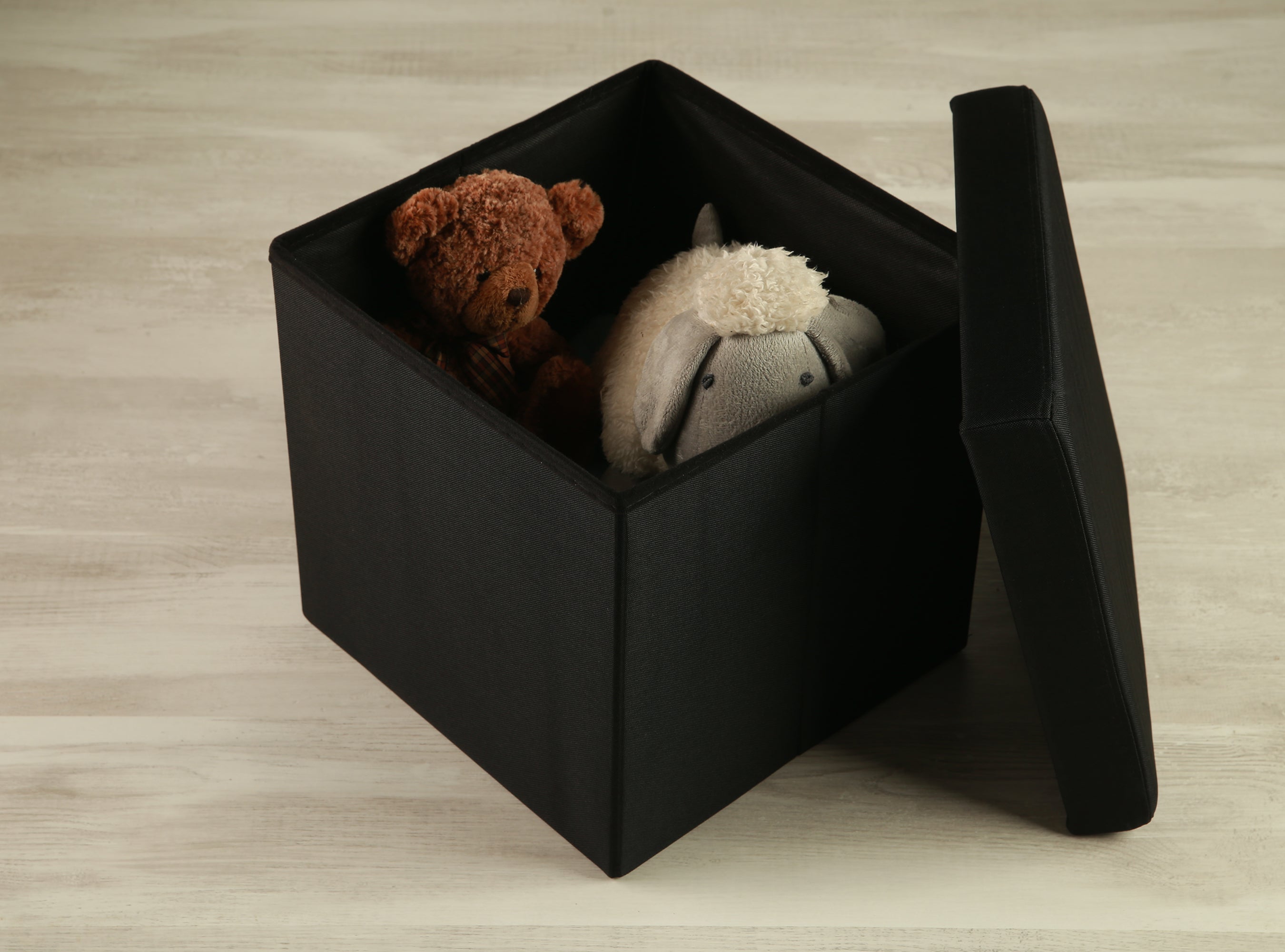 Puff decorativo lino cuadrado Lino negro 38x38x38cm | Leroy Merlin