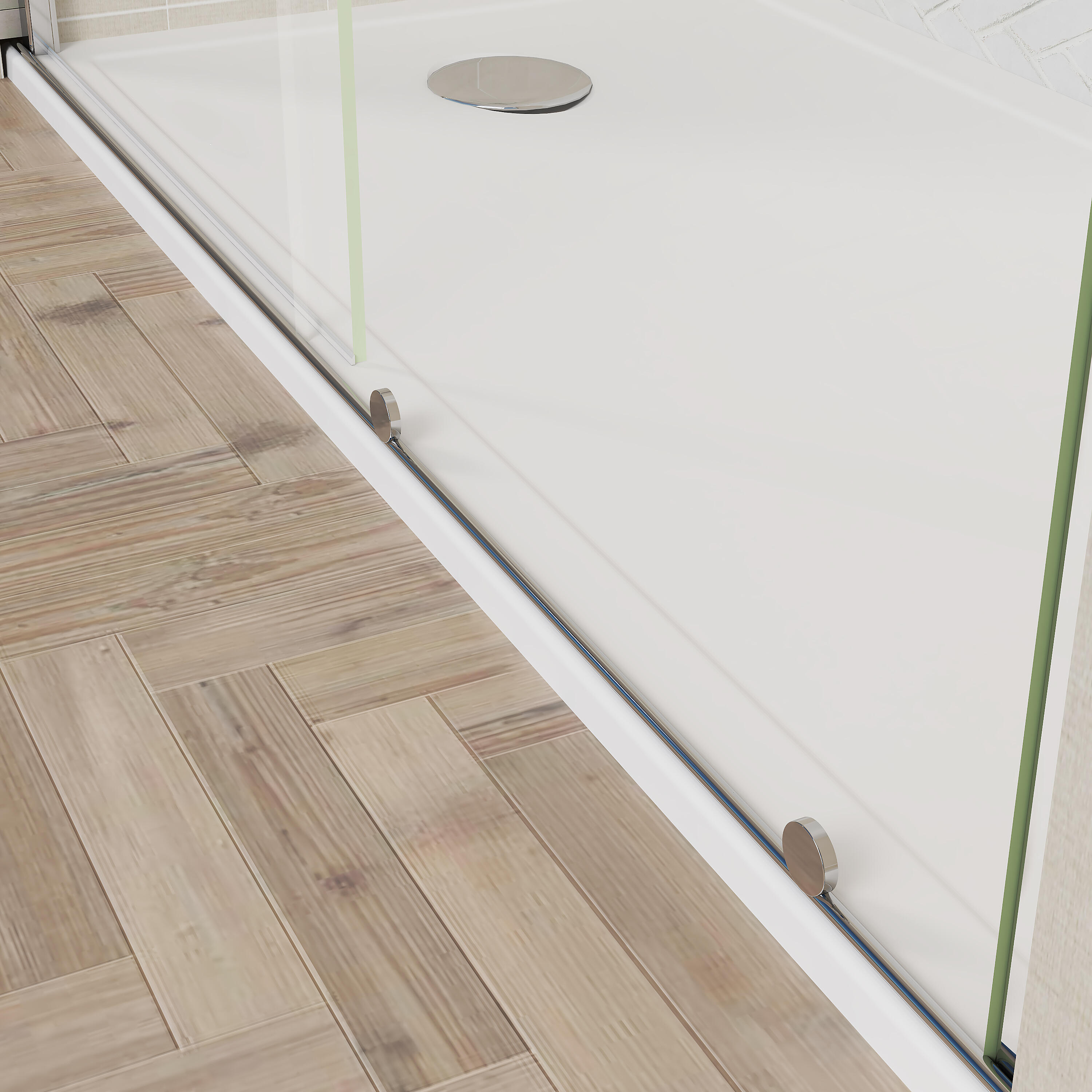 Mampara de ducha frontal 1 fijo + 1 puerta corredera transparente Tekno ...