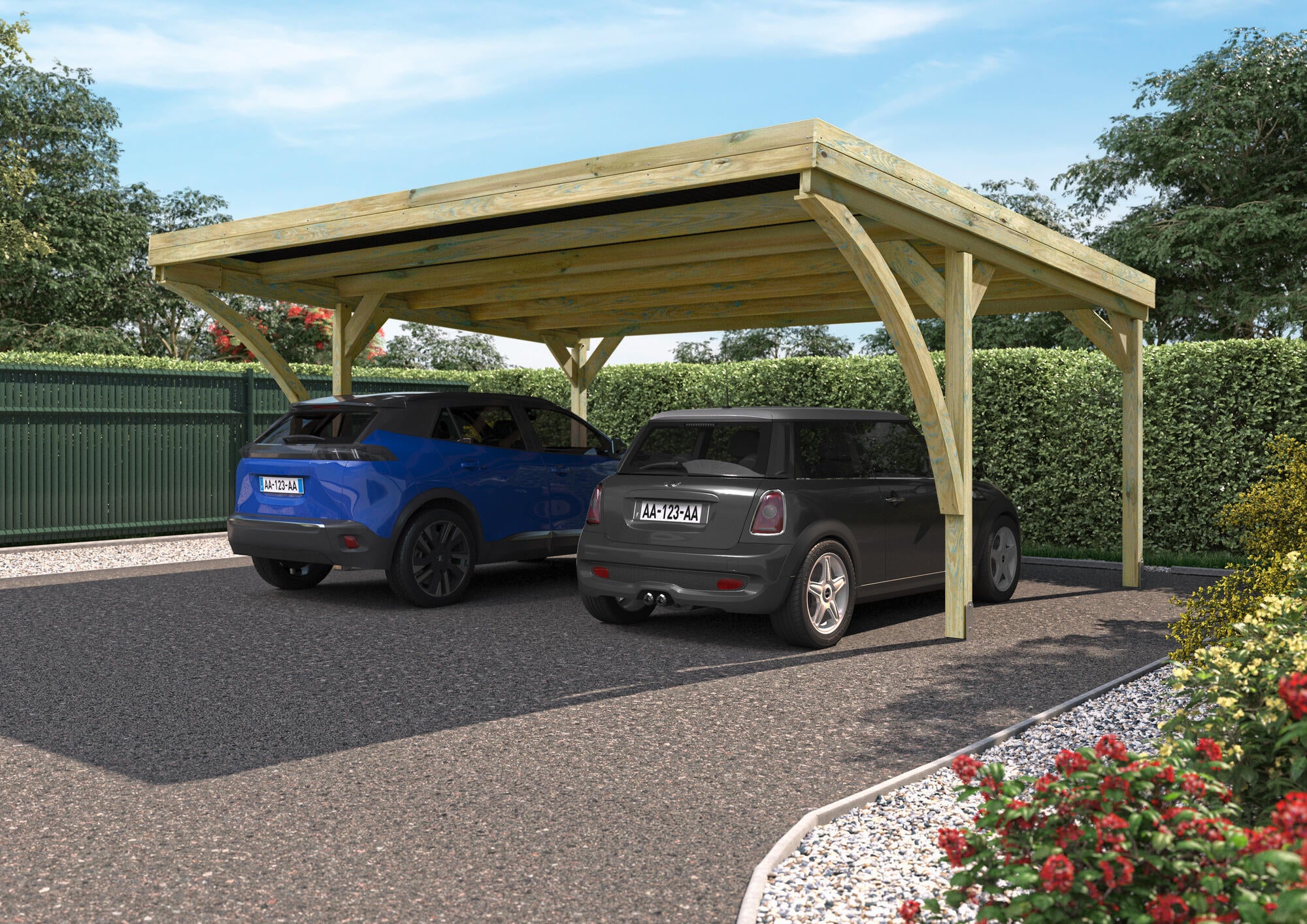 Carport bois double Victor modern, 2 voitures, CERLAND, 29.2 m² | Leroy ...