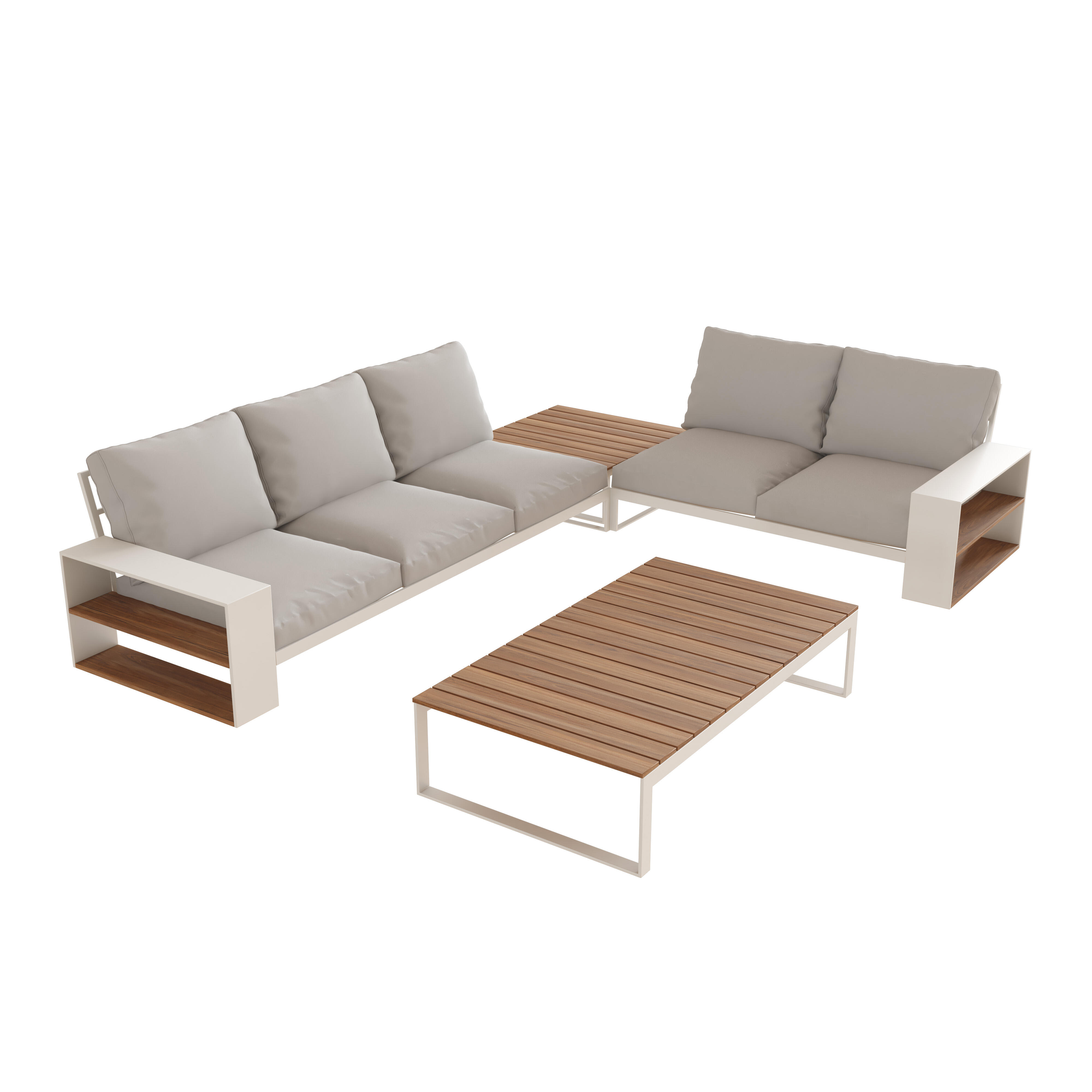 Conjunto de muebles de jardín Surrey II de teca/aluminio para 5 ...