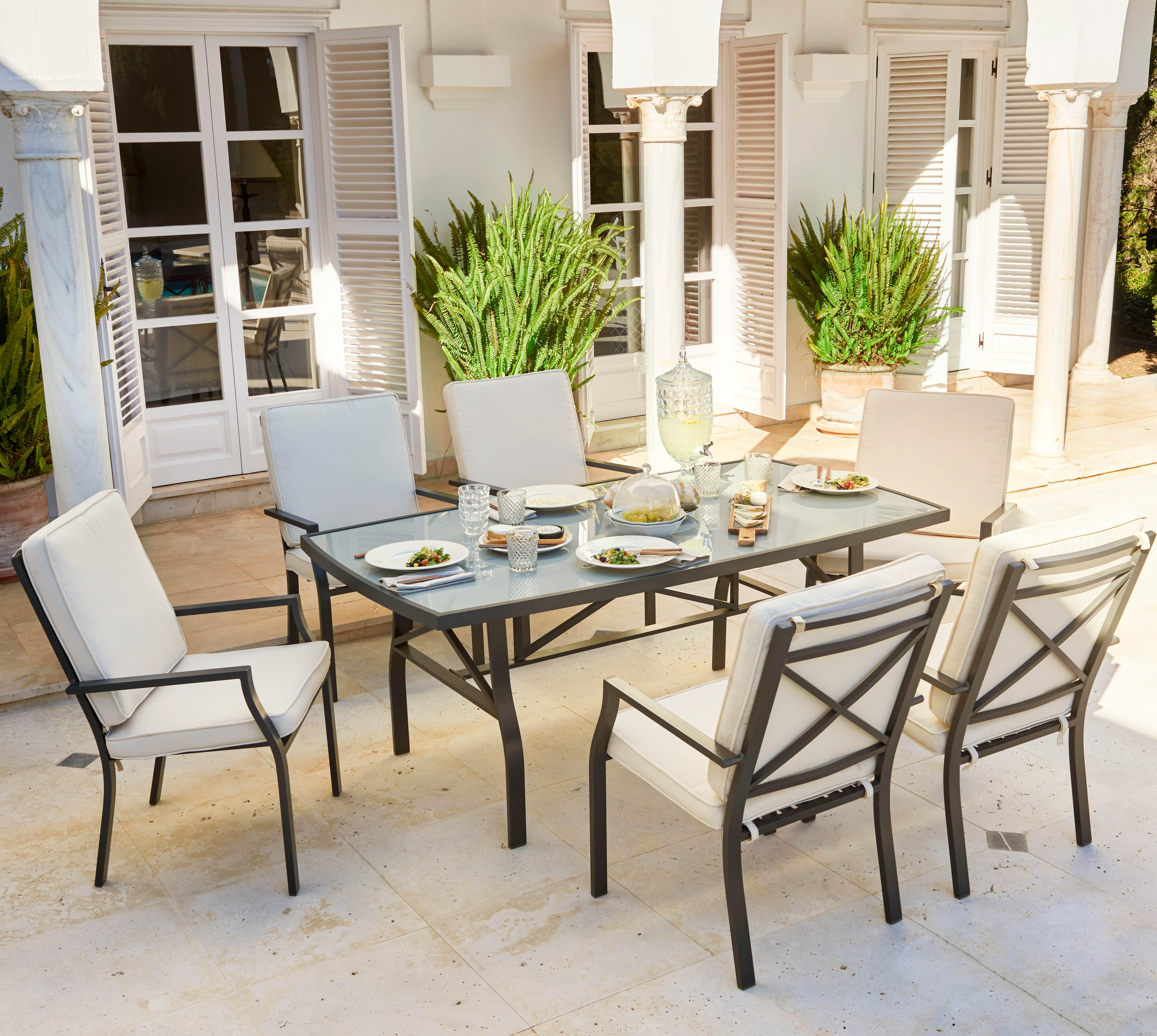 Conjunto de muebles de jardín Turín de aluminio para 6 comensales ...