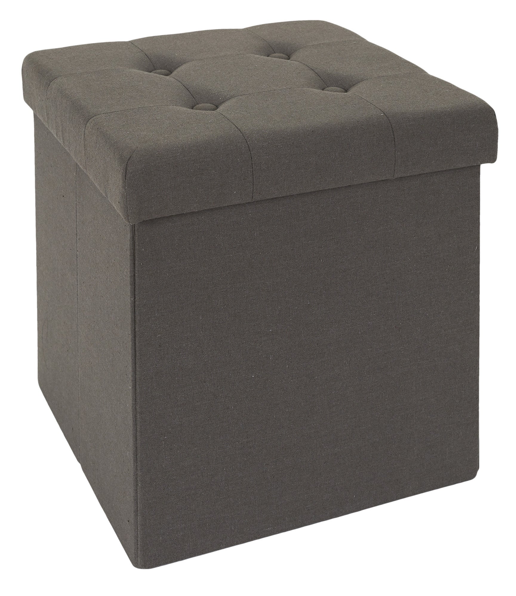 Puff Eleonor plegable almacenaje cuadrado color gris 38x38 cm ...