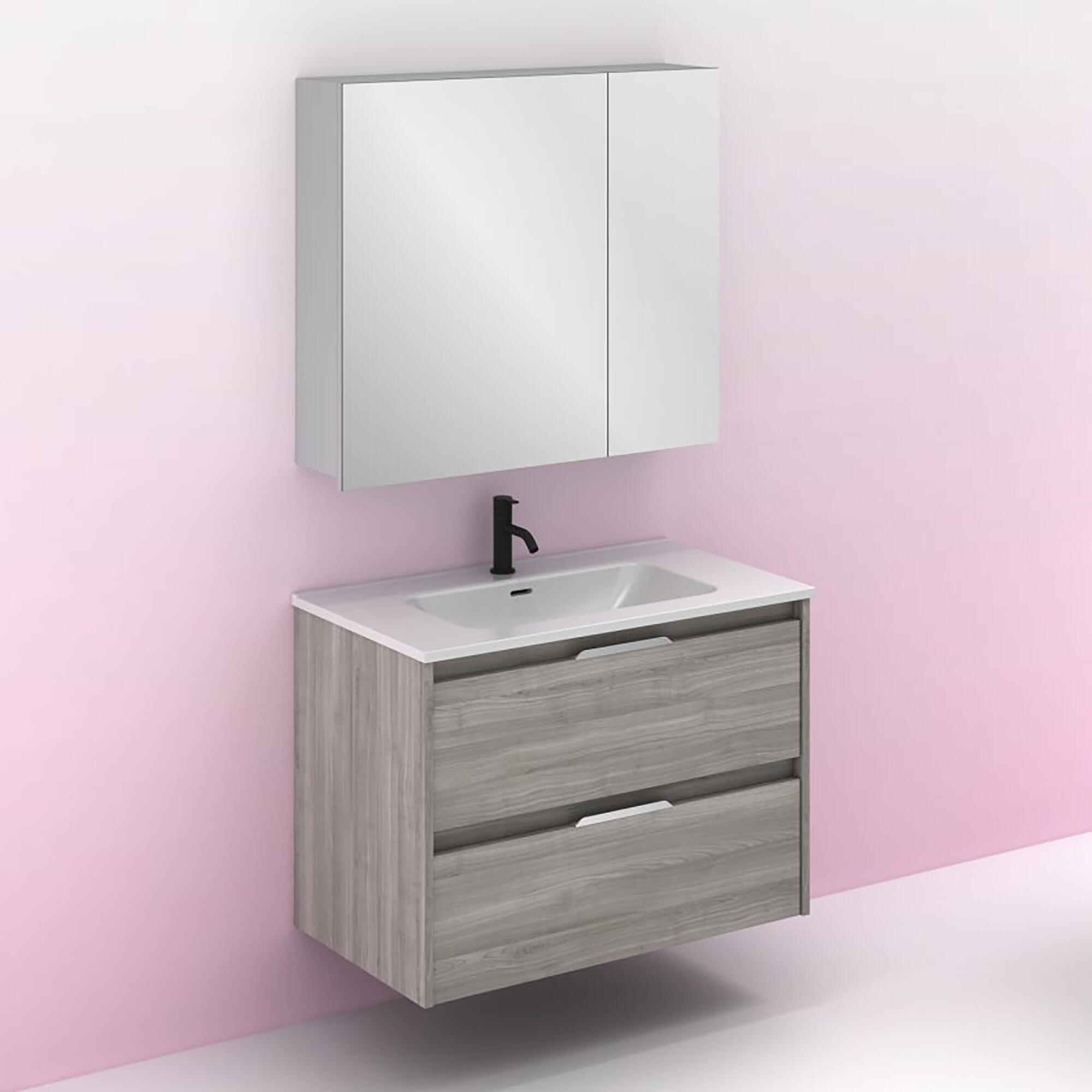 Mueble de baño con lavabo Suki gris 80x45 cm | Leroy Merlin