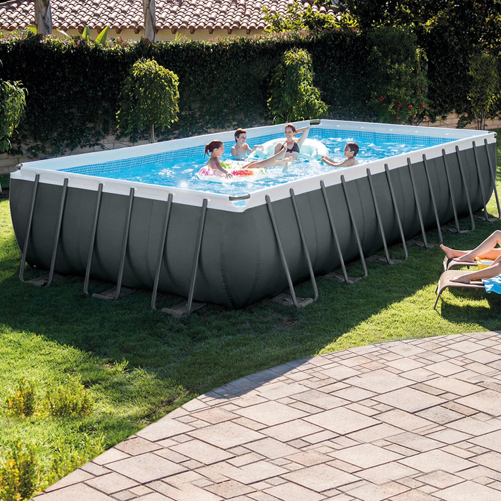 Piscina tubular de composite rectangular INTEX 7.32x3.66x1.32 m | Leroy ...