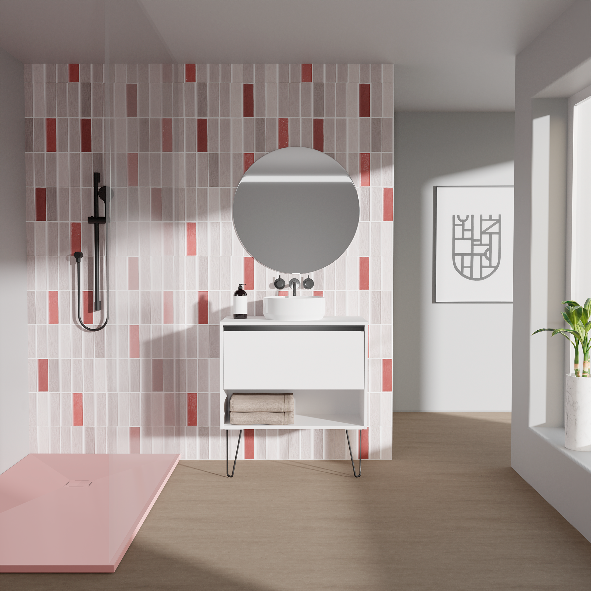 Mueble de baño con lavabo y espejo Yoko blanco 80x45 cm | Leroy Merlin