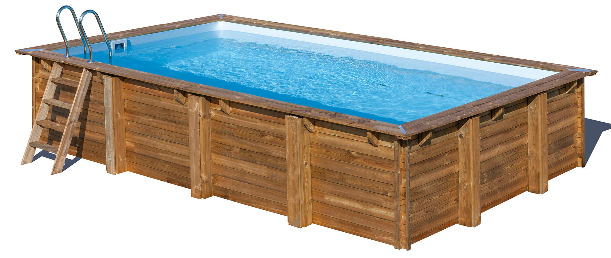 Piscina desmontable de madera rectangular GRE 6.18 x 3.2 x 1.3 m ...