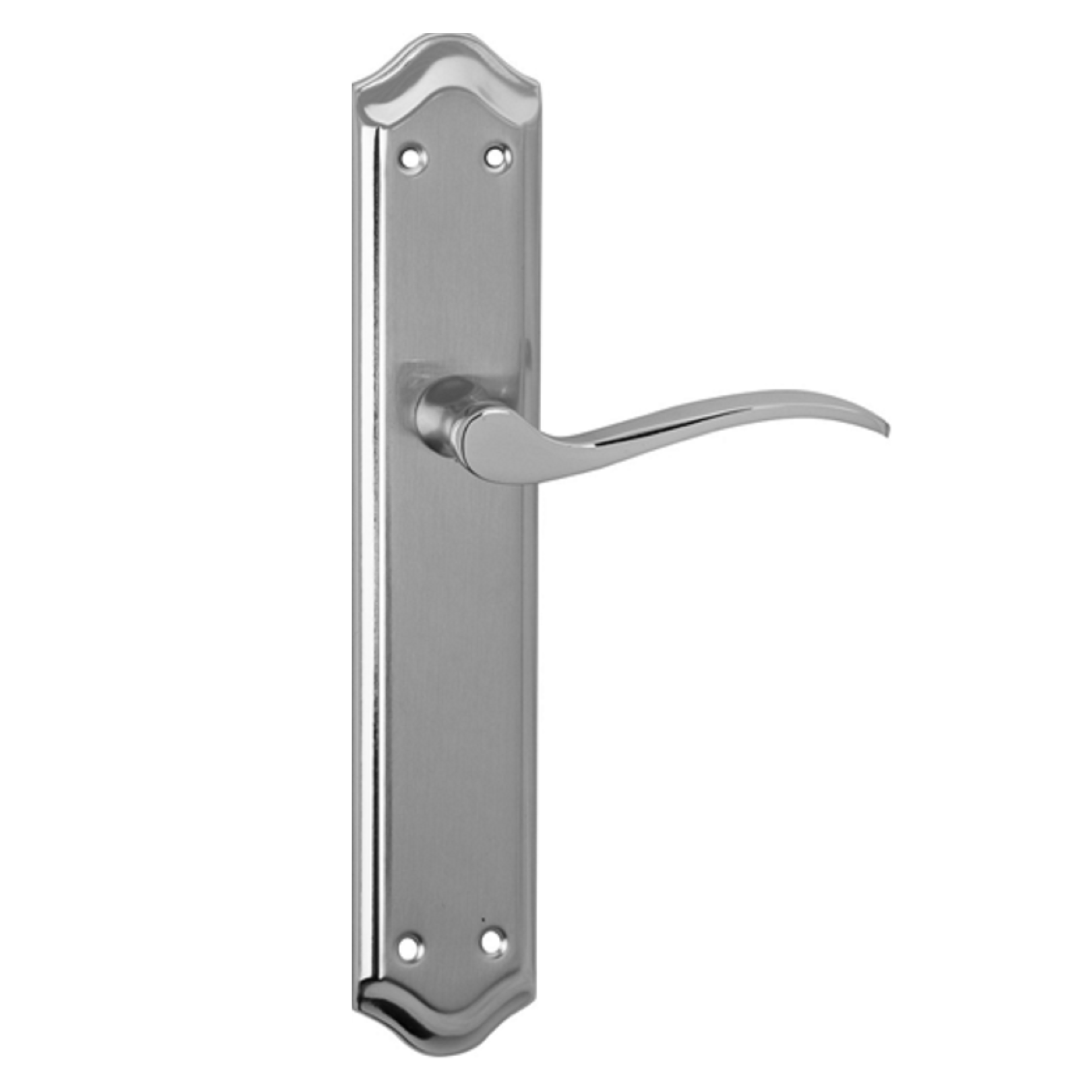 Manilla de placa de puerta en acero, níquel satinado | Leroy Merlin