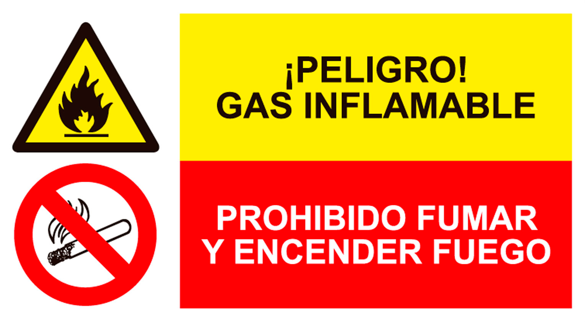 Cartel prohibido gases inflamable + fumar 23x42,5 cm | Leroy Merlin