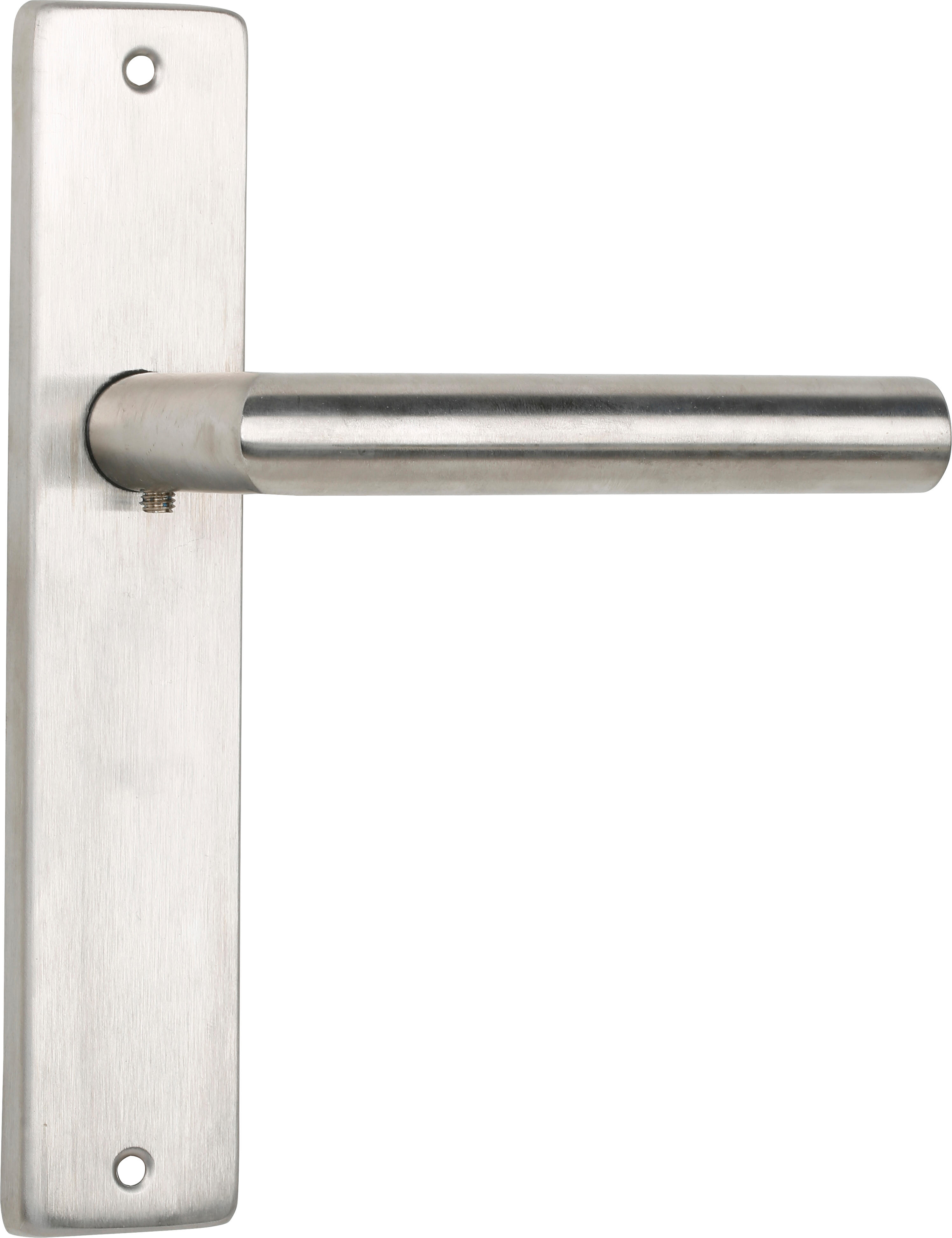 Manilla de placa para puerta Elm de acero inoxidable color | Leroy Merlin