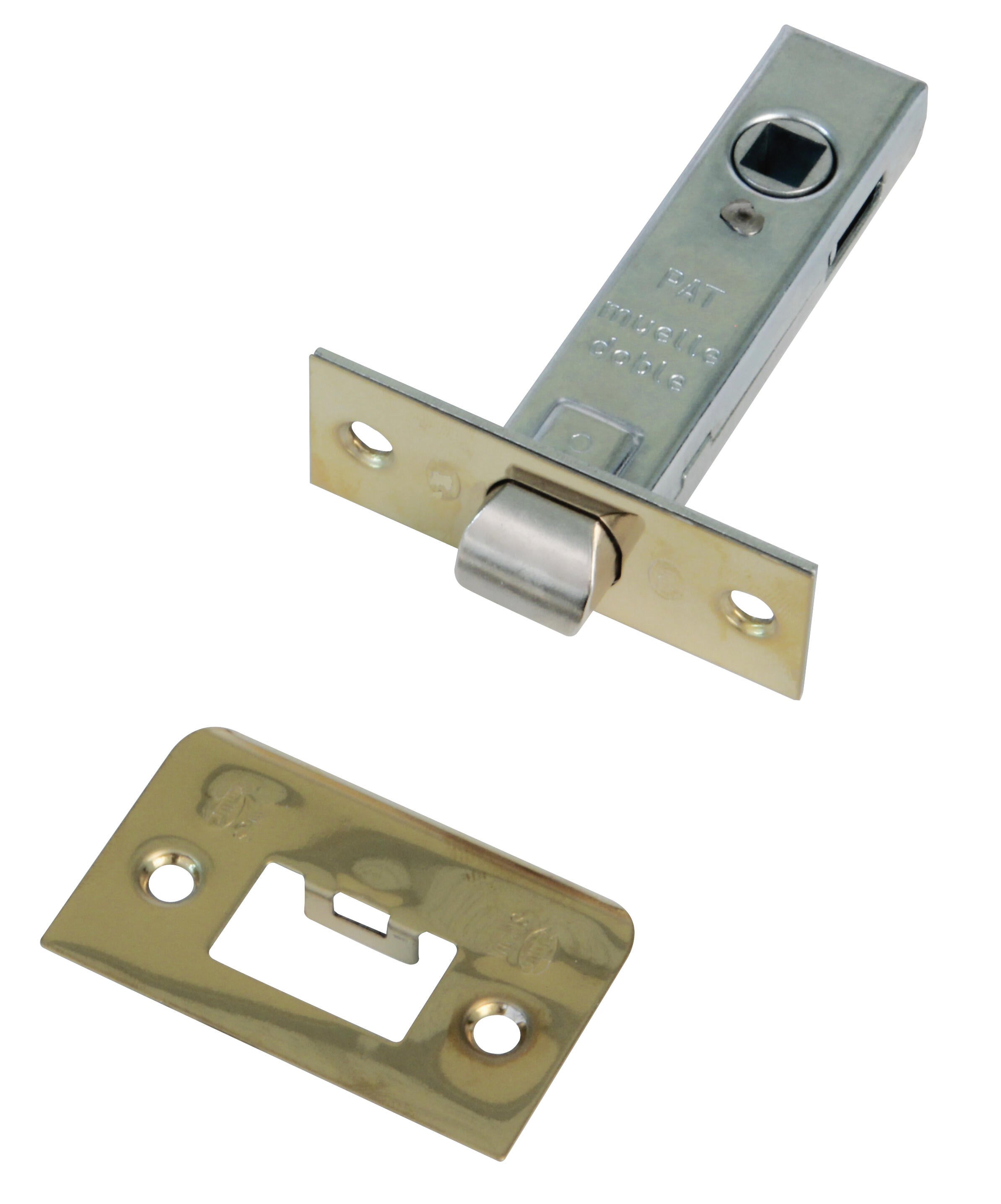 Picaporte tubular cuadrado latón de 60 mm de entrada | Leroy Merlin