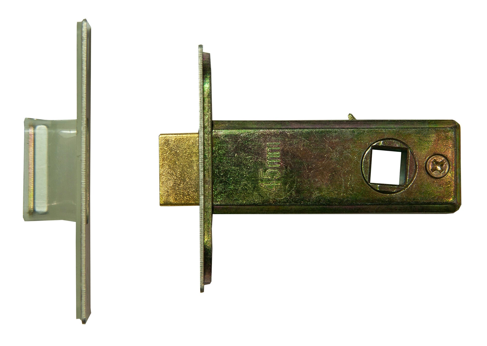 Picaporte tubular cuadrado oro de 45 mm de entrada | Leroy Merlin