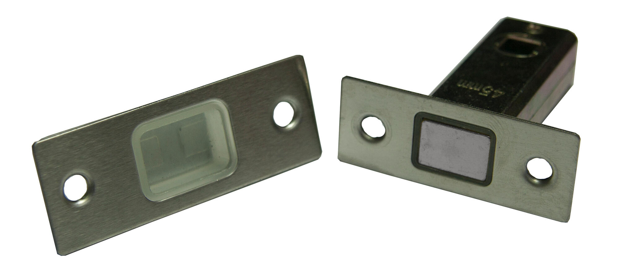 Picaporte tubular magnético cuadrado niquelado de 45 mm de entrada ...