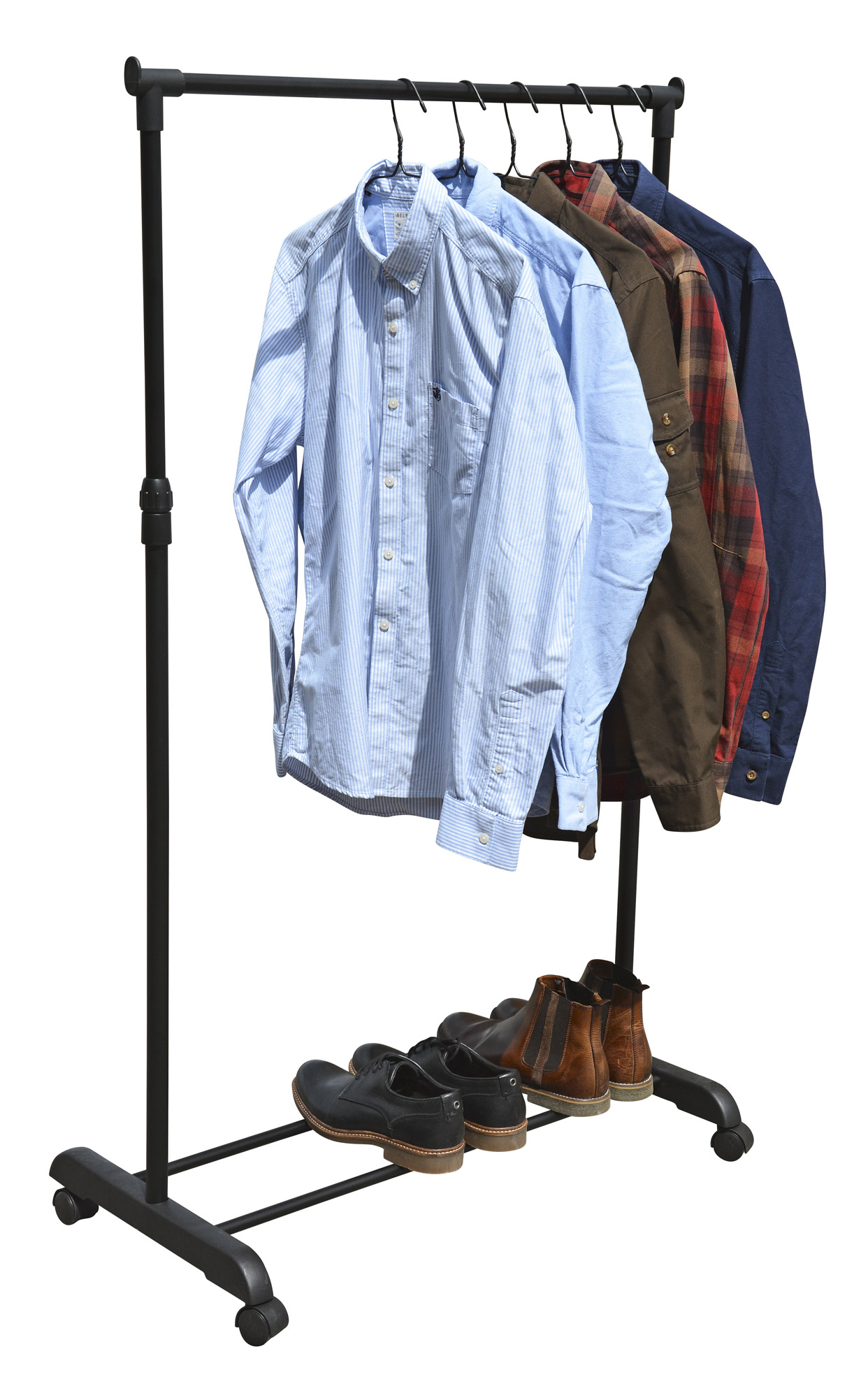 Perchero negro mate con ruedas 81X100-170X42CM | Leroy Merlin