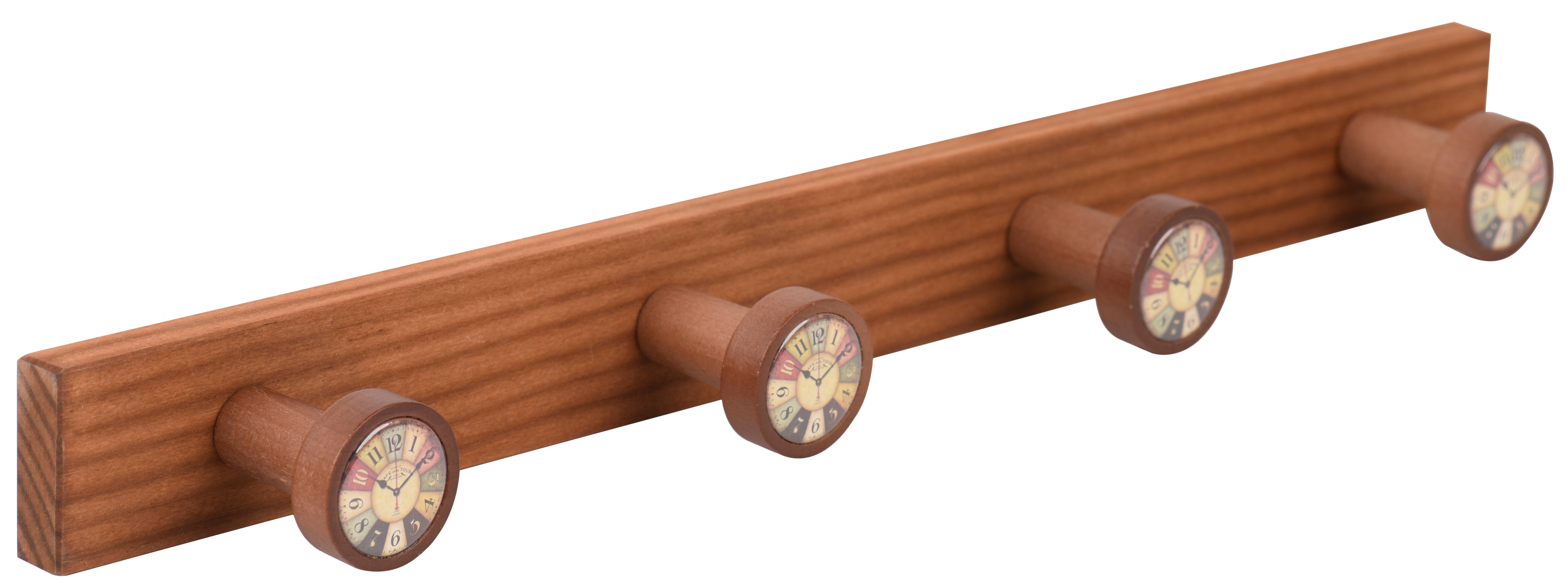 Perchero de pared de madera marrón con 4 ganchos | Leroy Merlin