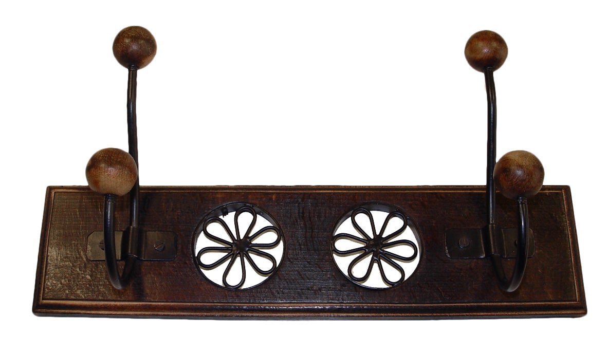 Perchero de pared de madera/forja marrón con 4 ganchos | Leroy Merlin