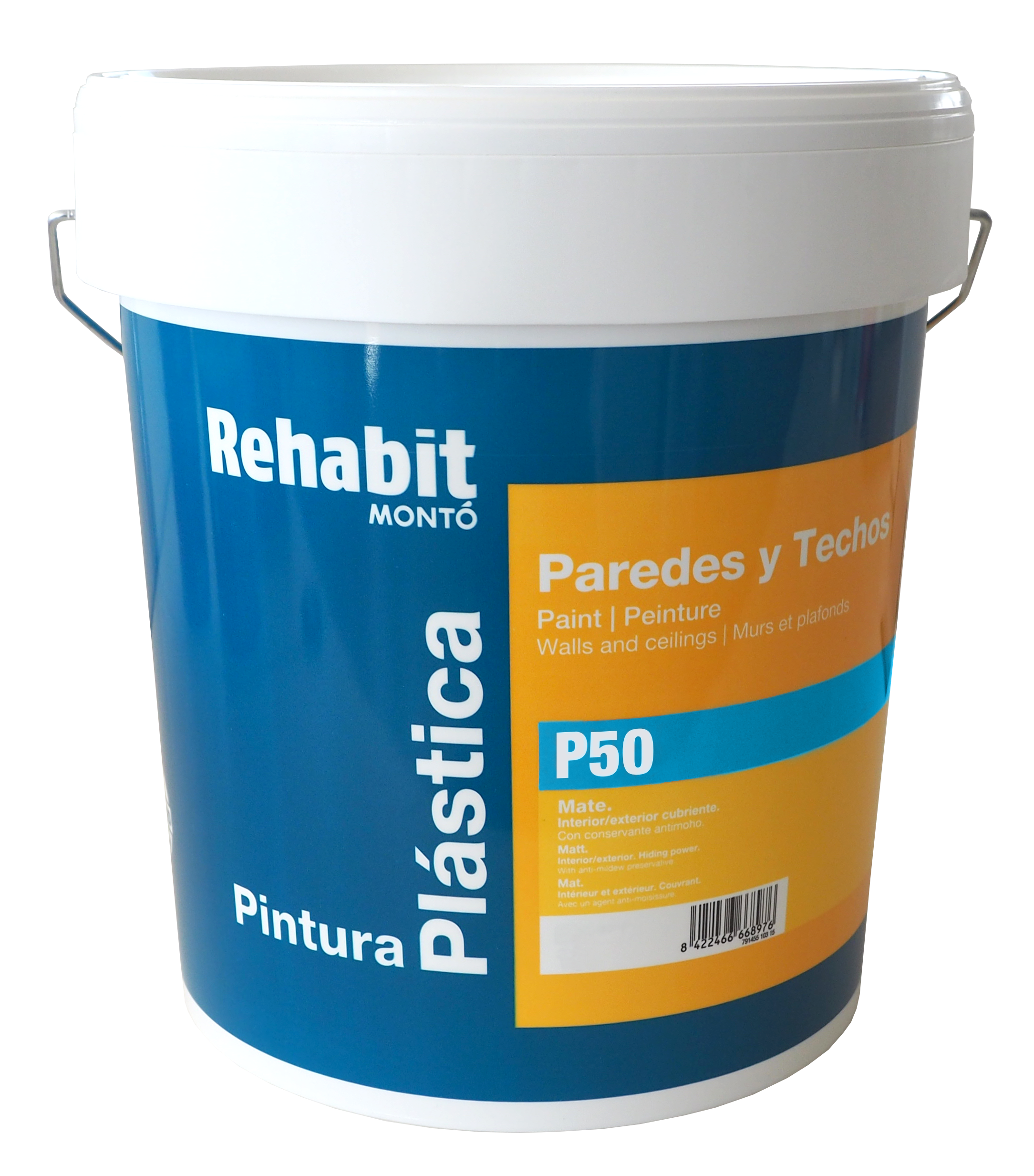 Pintura interior Rehabit MONTÓ P50 satinado 4L blanco | Leroy Merlin