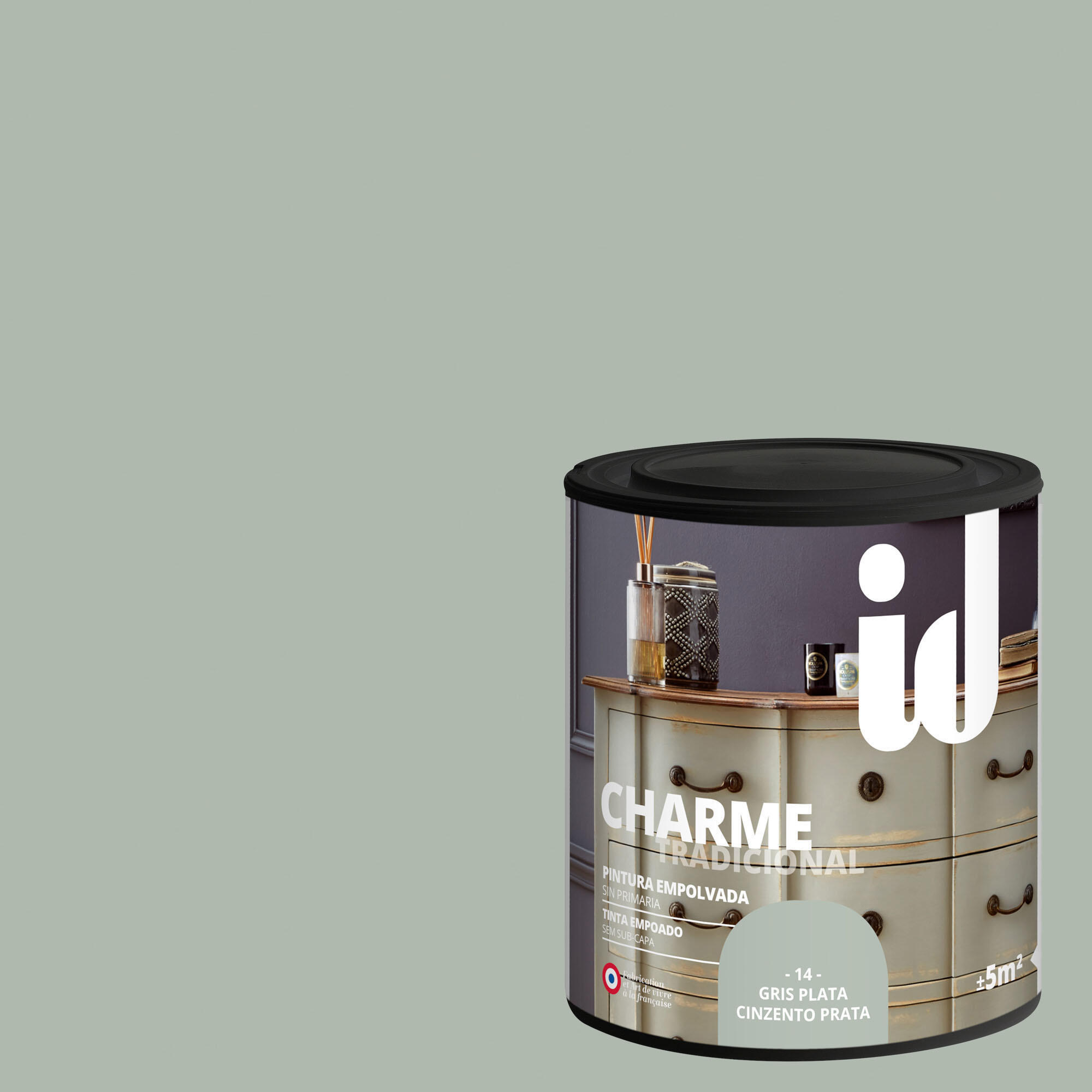 Pintura para mueble ID Charme en color gris plata mate para aplicar ...
