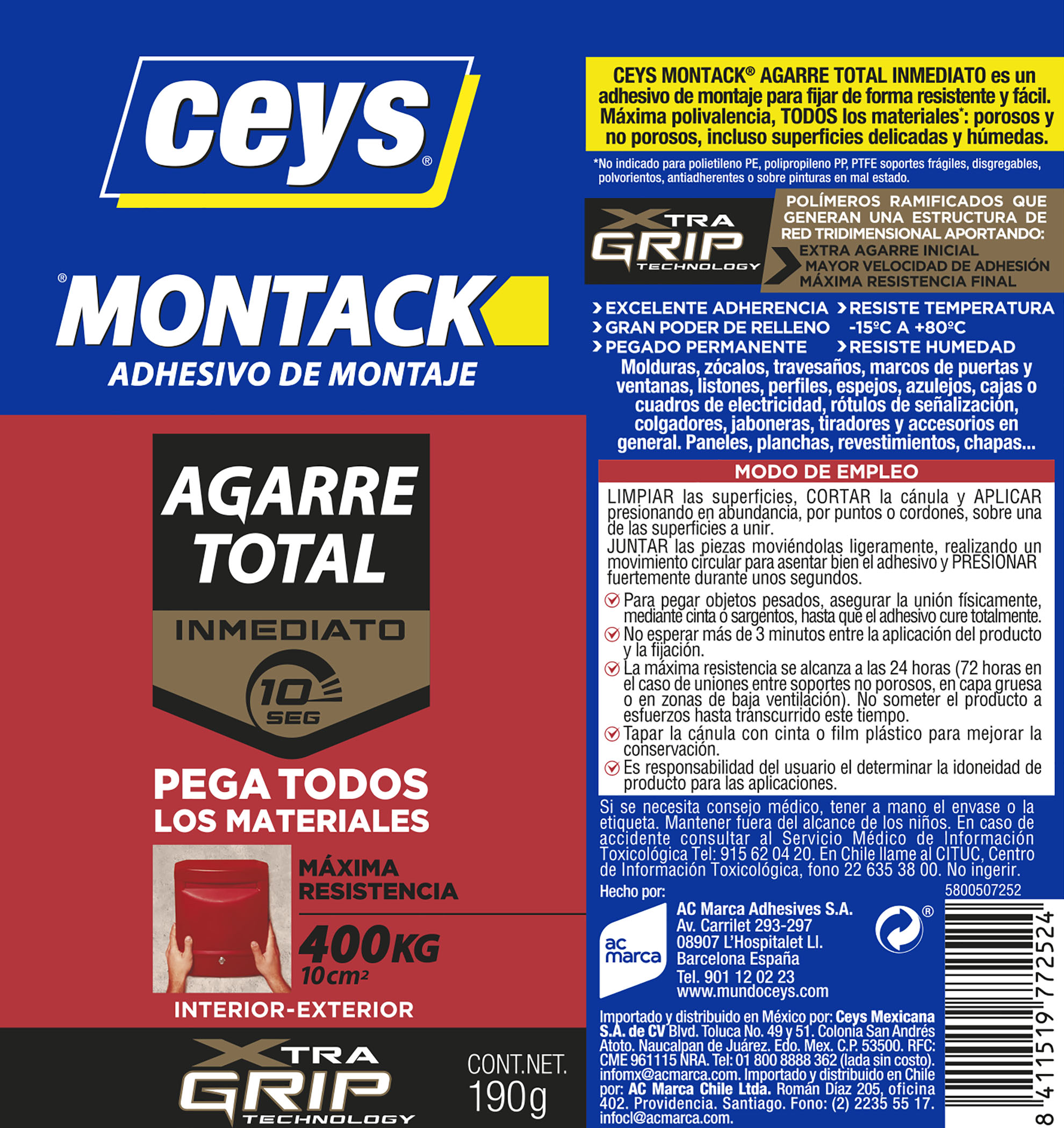 Adhesivo de montaje CEYS Montack Express Plus 190 gr | Leroy Merlin