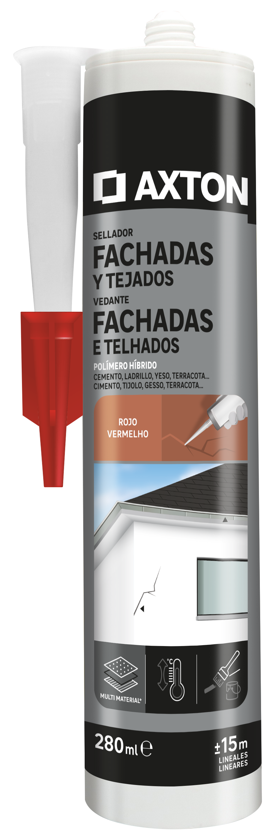 Silicona para fachadas y tejados AXTON 280 ml rojo | Leroy Merlin