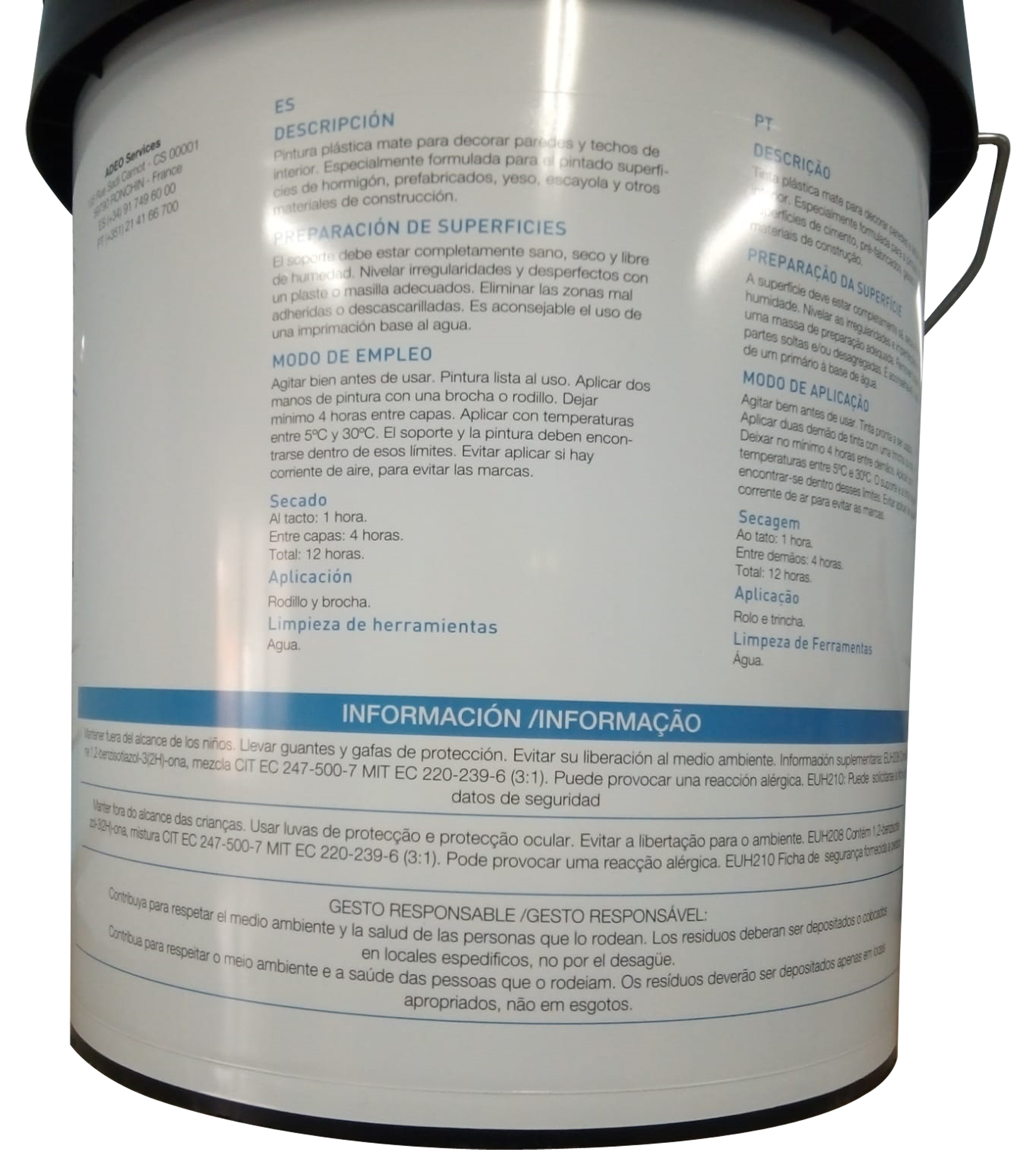 Pintura de interior CPP color blanco mate 15L para paredes y techos ...