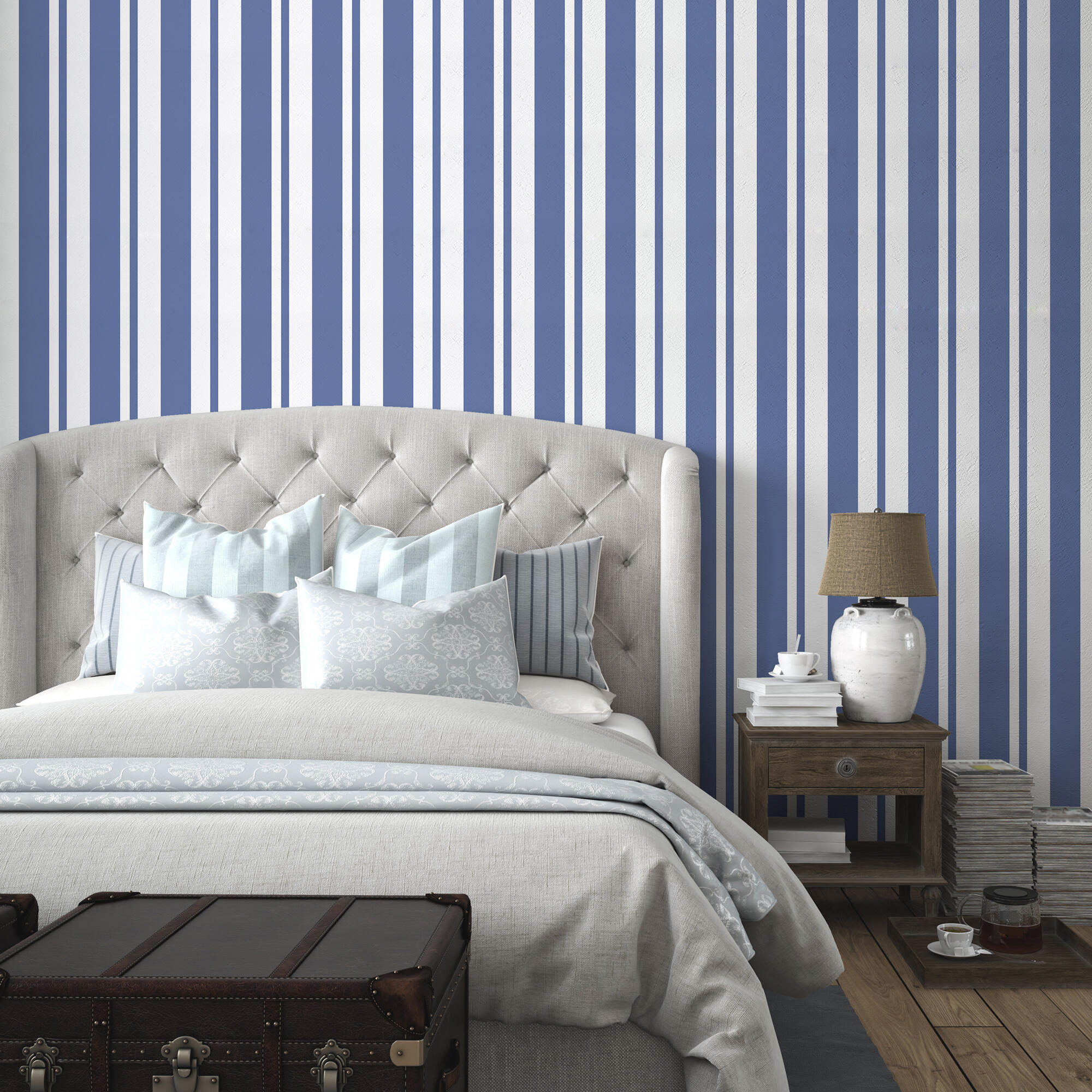 Papel pintado Raya 2356 azul | Leroy Merlin