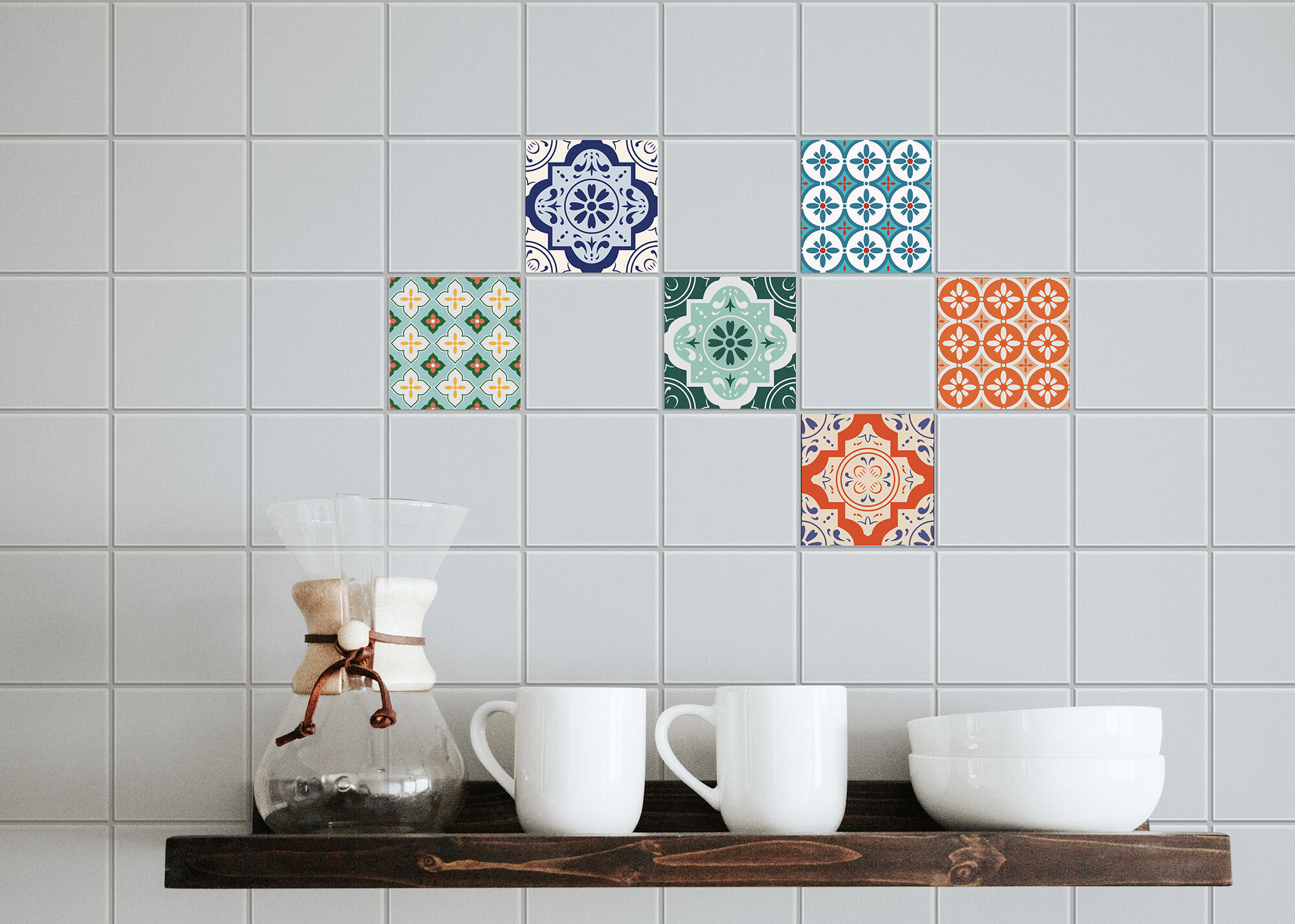 Pack de 6 stickers azulejos multicolor 15x15 cm | Leroy Merlin