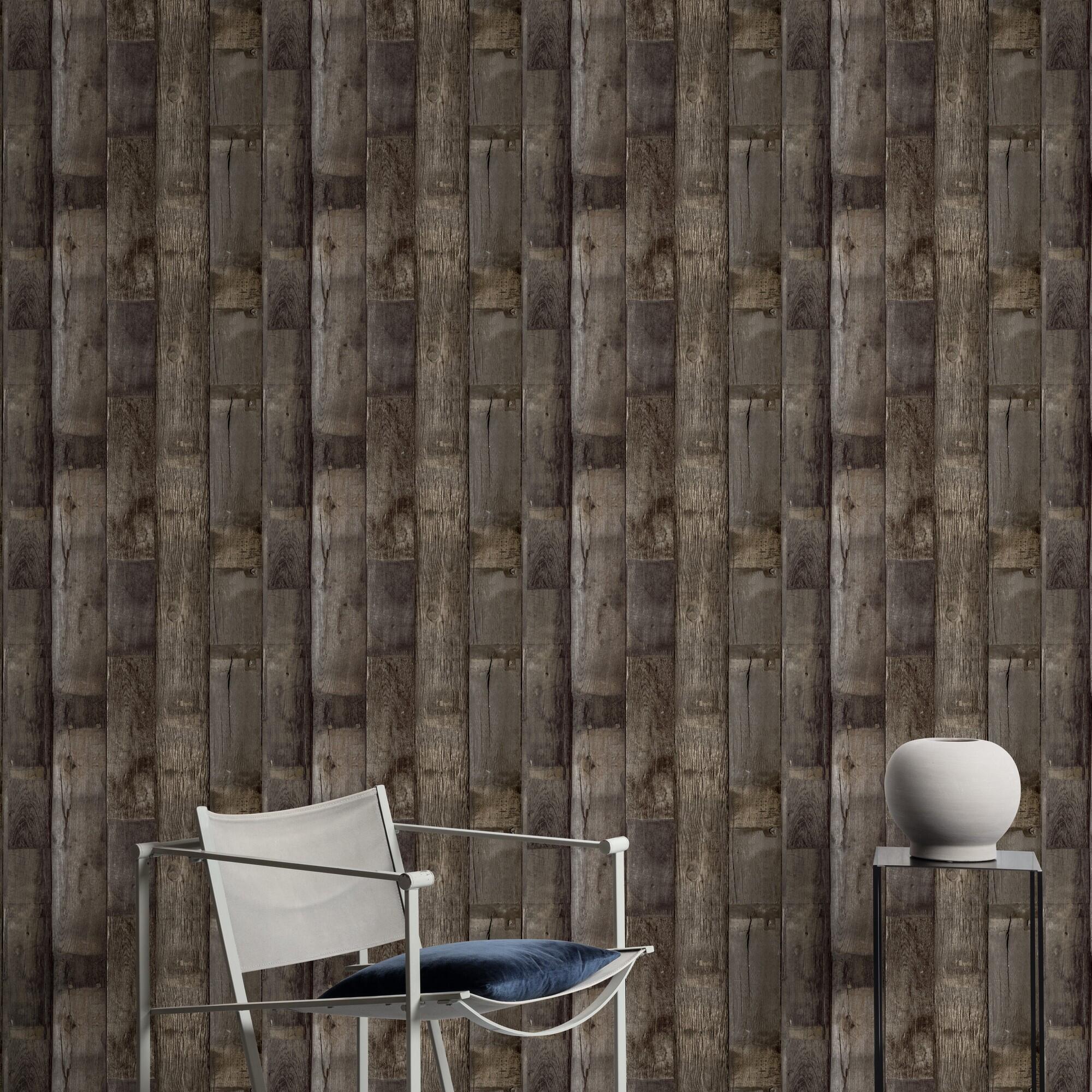 Papel Pintado Vinilo Aplicación Cola En Pared Imitación Material Marrón Grandeco 53cmx10m
