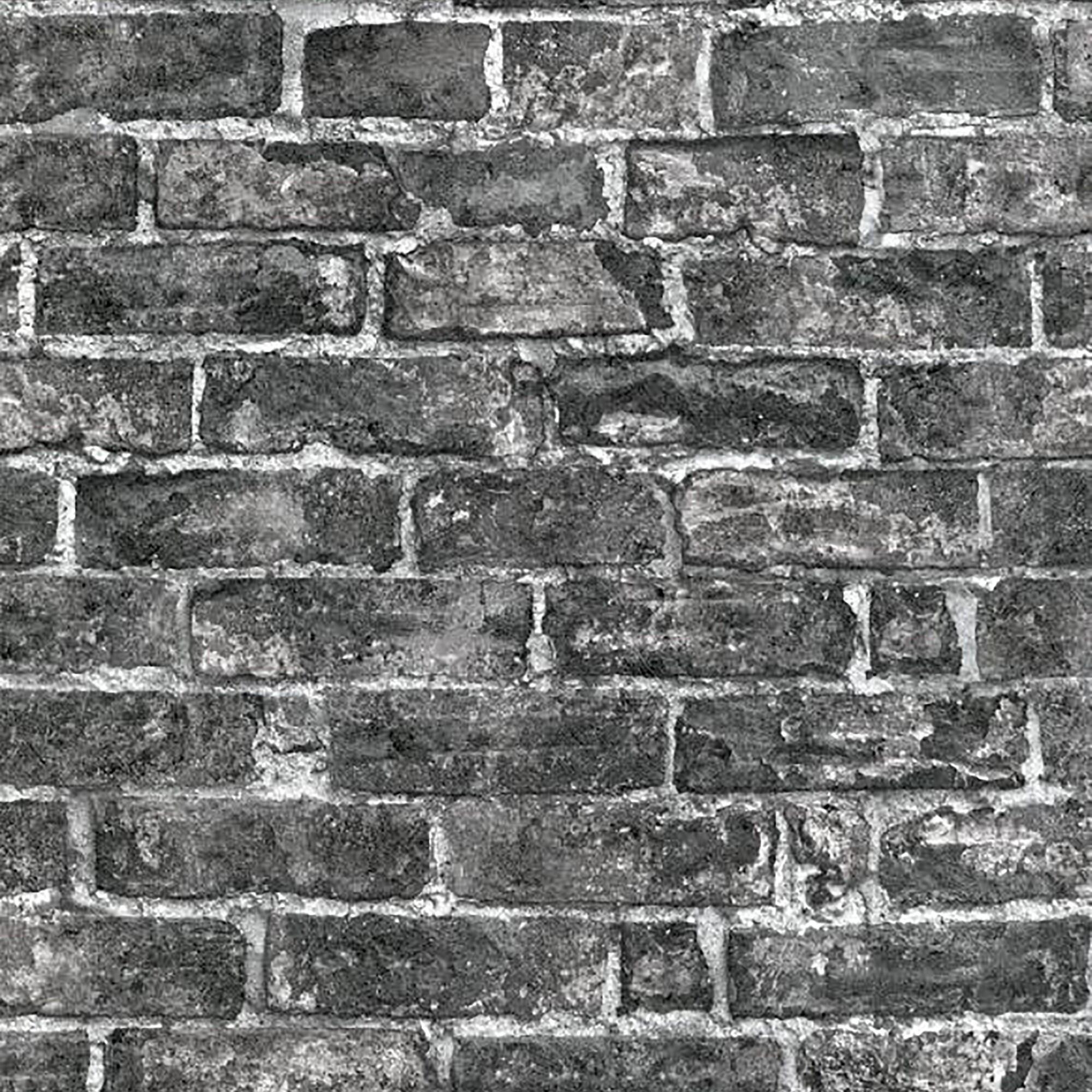 Papel pintado vinilo imitación material Piedra Ladrillo negro | Leroy ...