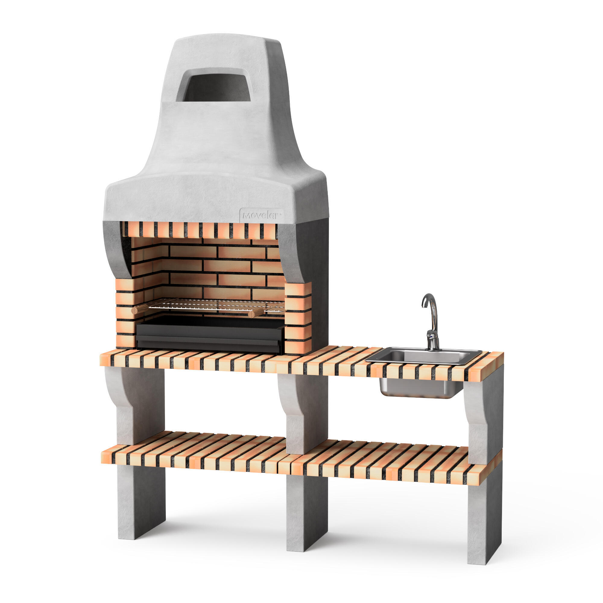 Barbacoa de obra MOVELAR ladrillo madera y carbón Bailen recomendado para de 6 a 10 personas ...