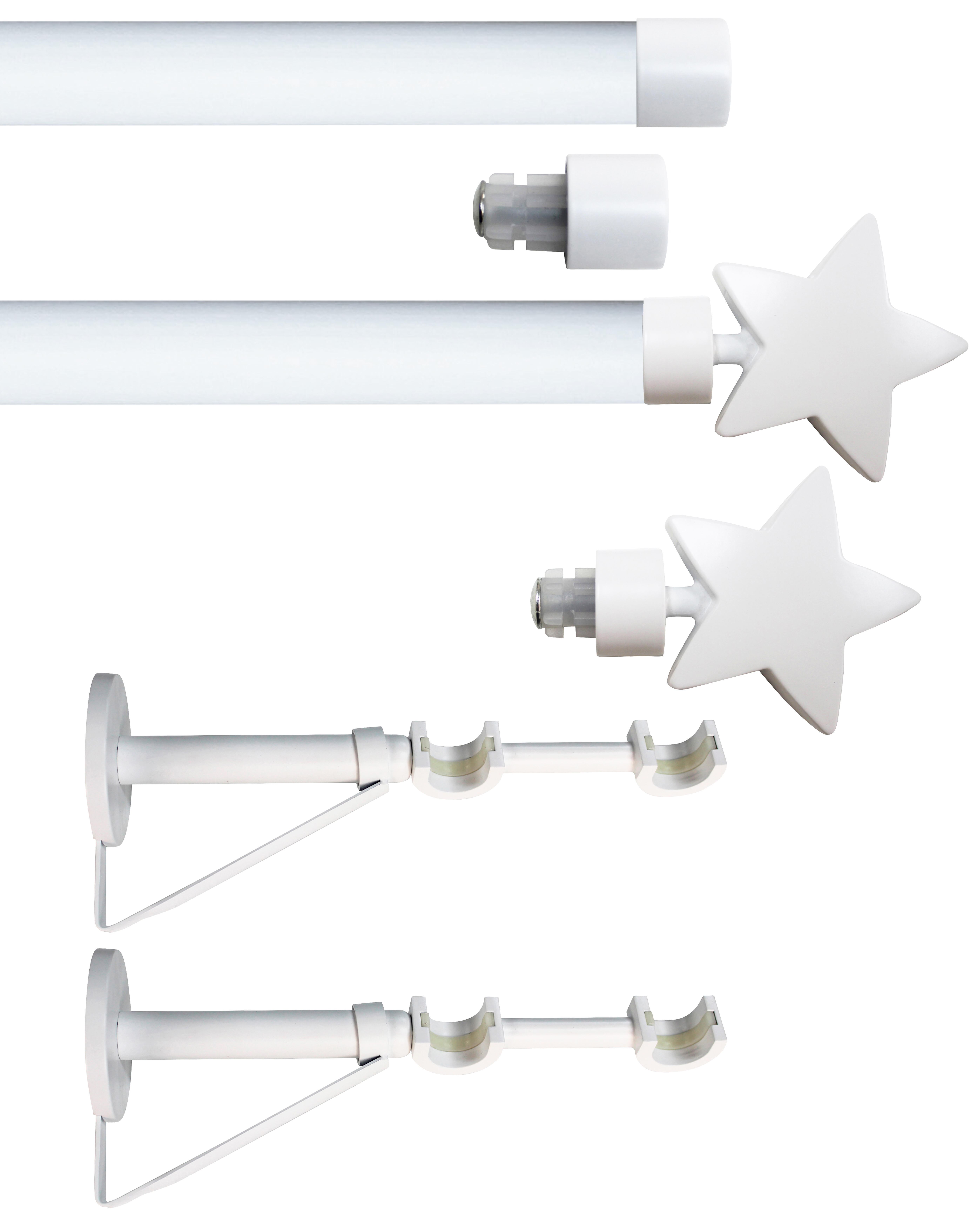 Set 2 barras de metal diámetro 20mm blanco a pared 2m INSPIRE estrella ...
