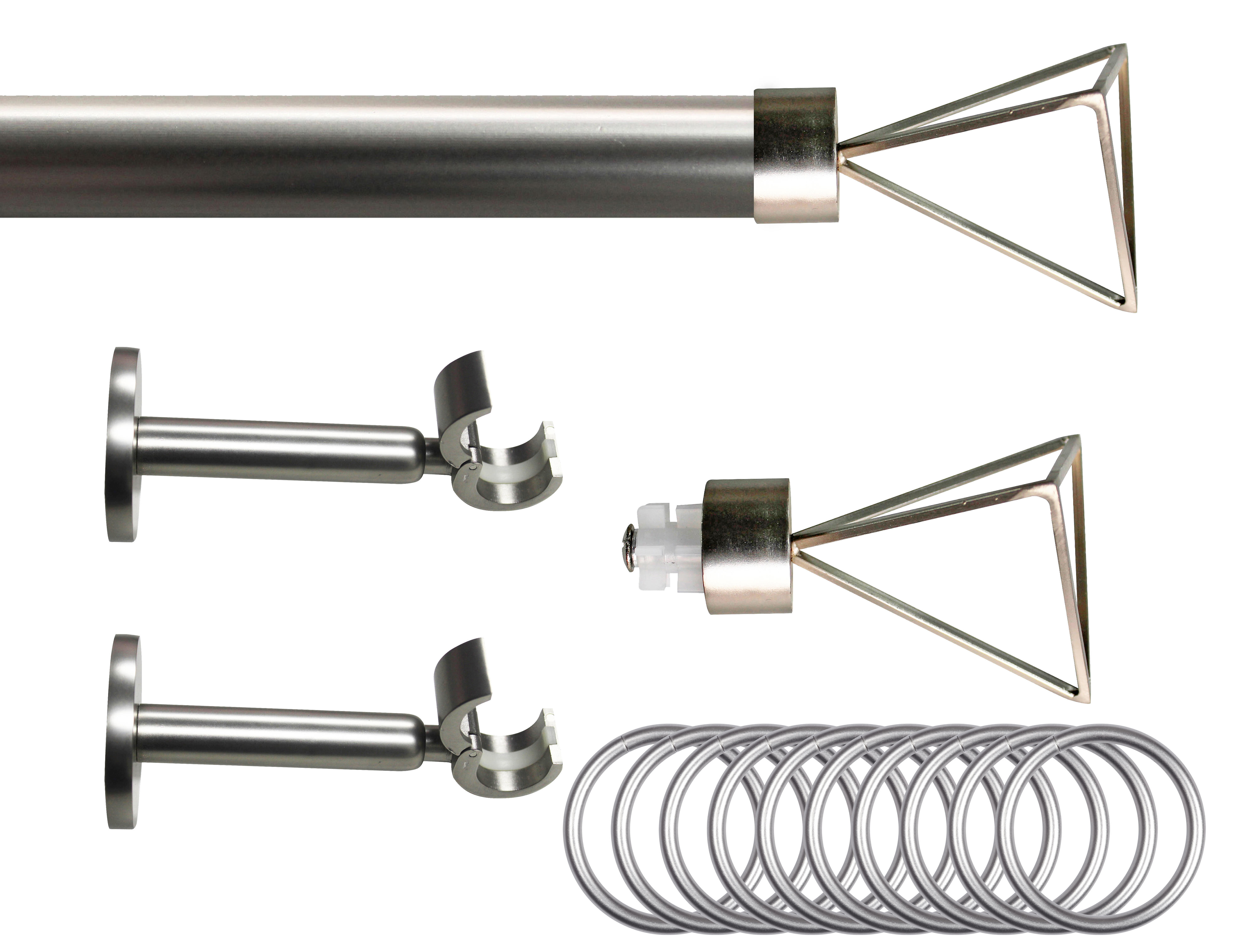 Set barra metal diámetro 20mm cromo a pared 1.50m INSPIRE con anillas ...