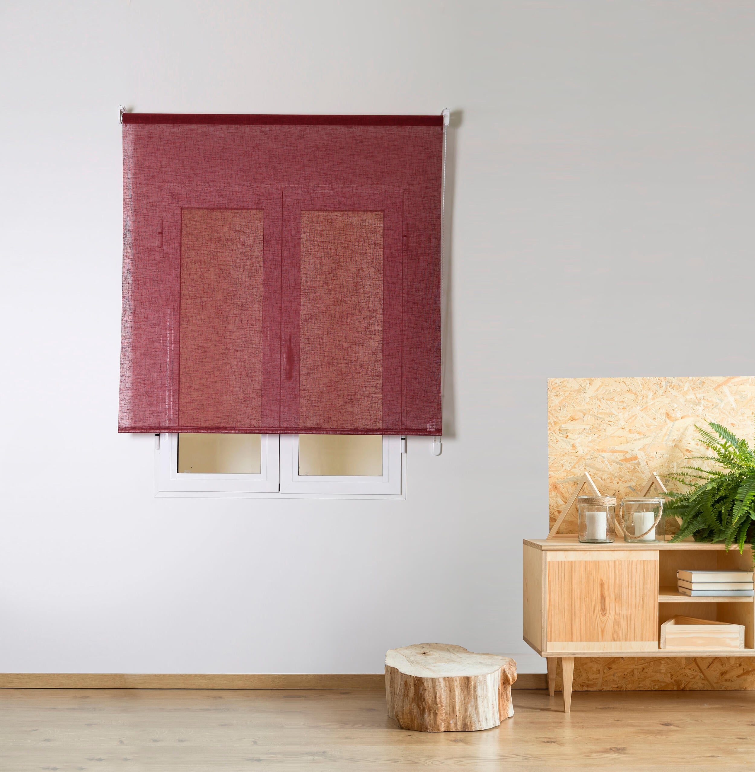 Estor enrollable translúcido Rustipol Granate de 135x250 cm | Leroy Merlin