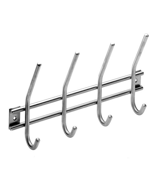 Perchero de pared de acero inoxidable plata con 4 ganchos | Leroy Merlin