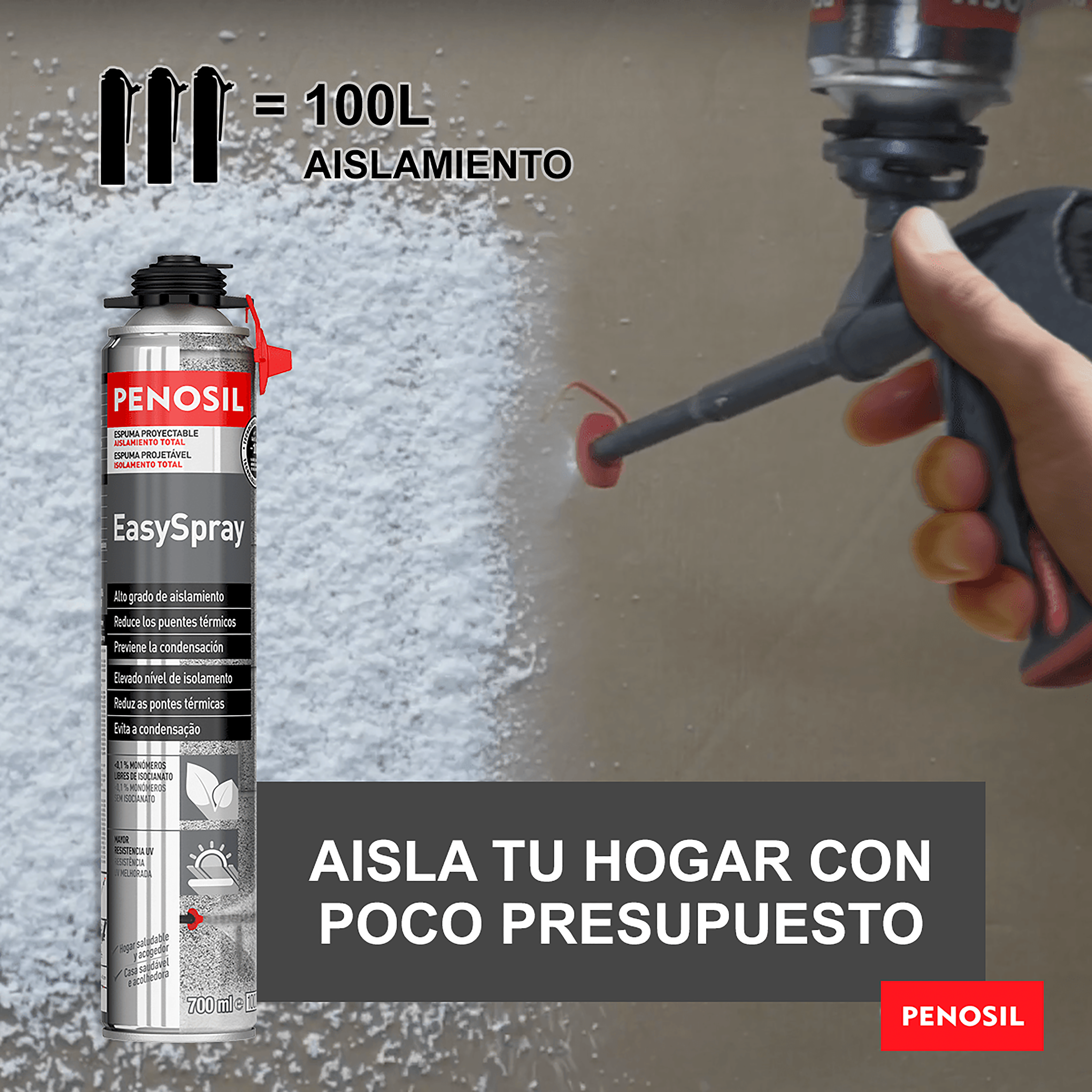 Espuma de poliuretano proyectable PENOSIL Easyspray 700 ml | Leroy Merlin
