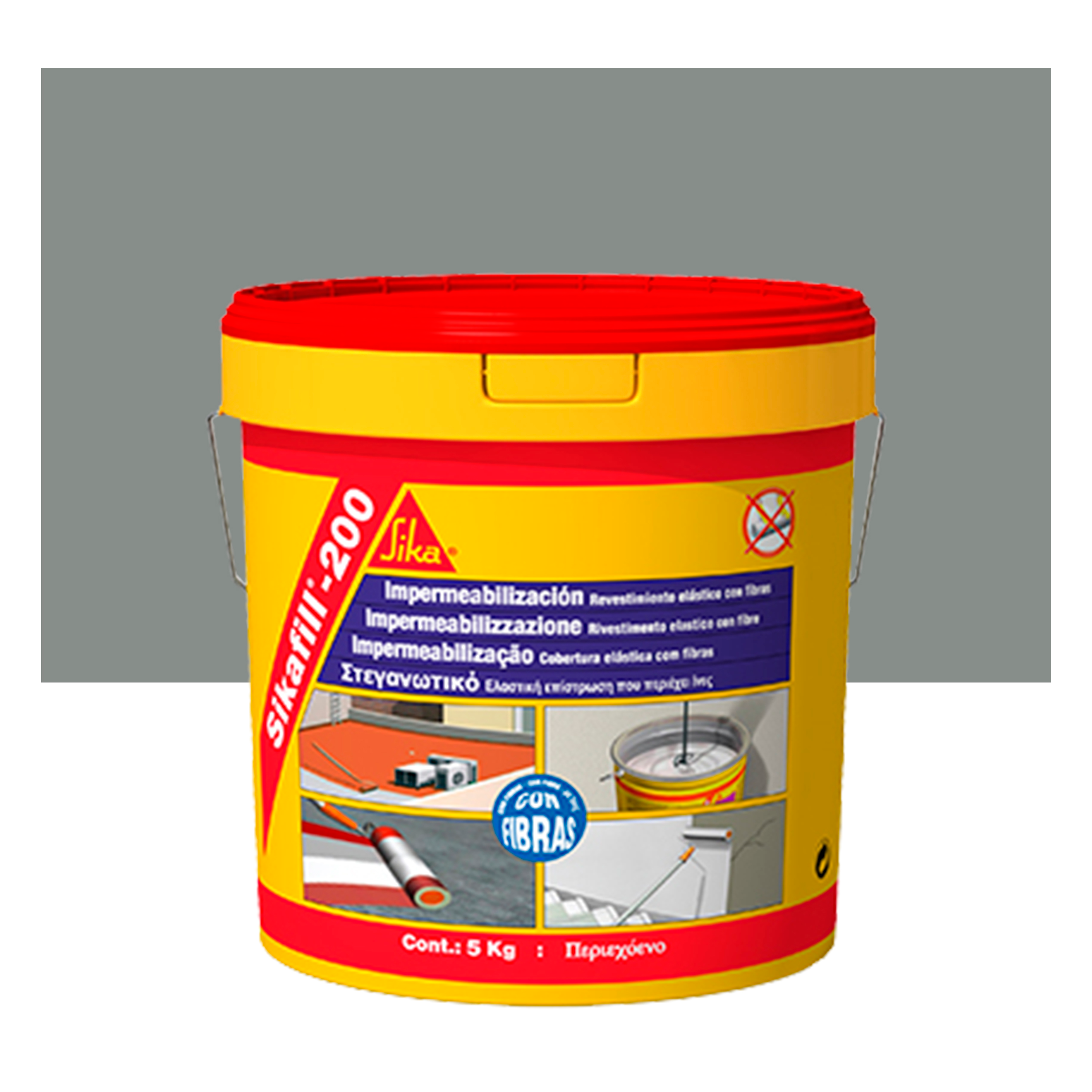 Impermeablizante SIKAFILL 200 fibras 5KG gris | Leroy Merlin