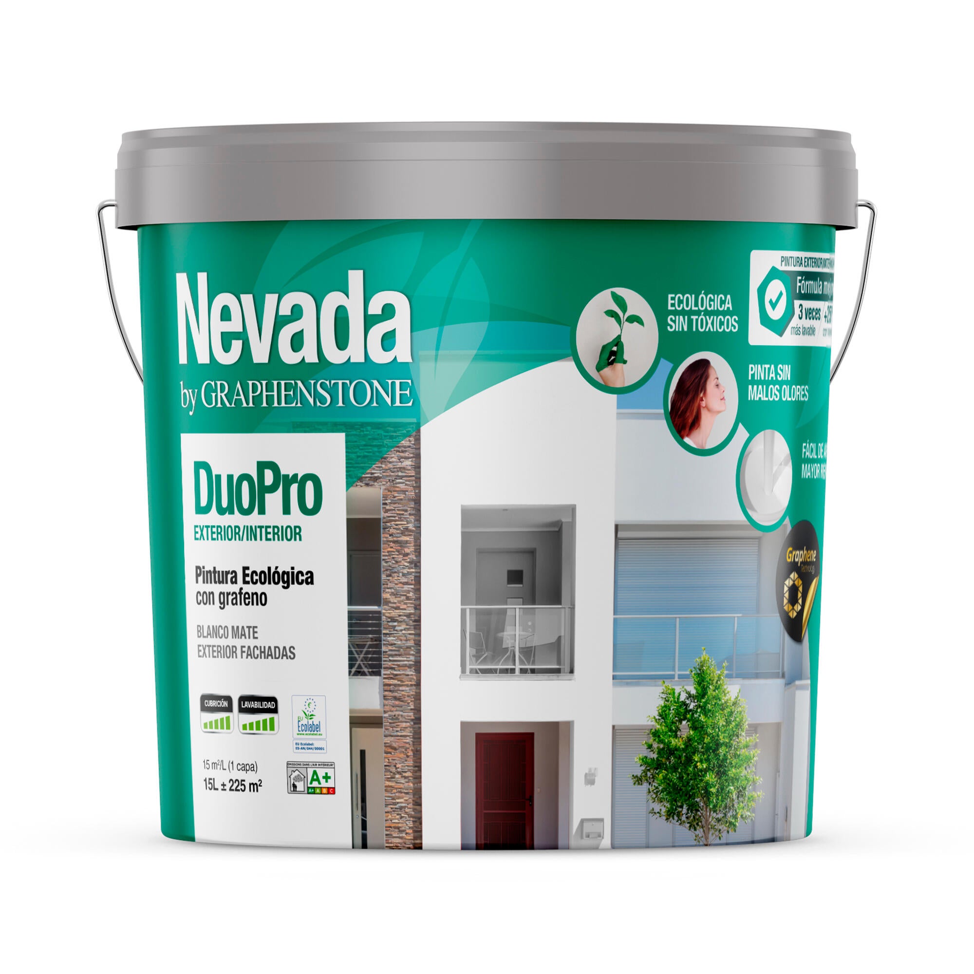 Pintura ecológica interior-exterior GRAPHENSTONE Nevada Duo mate 15L ...