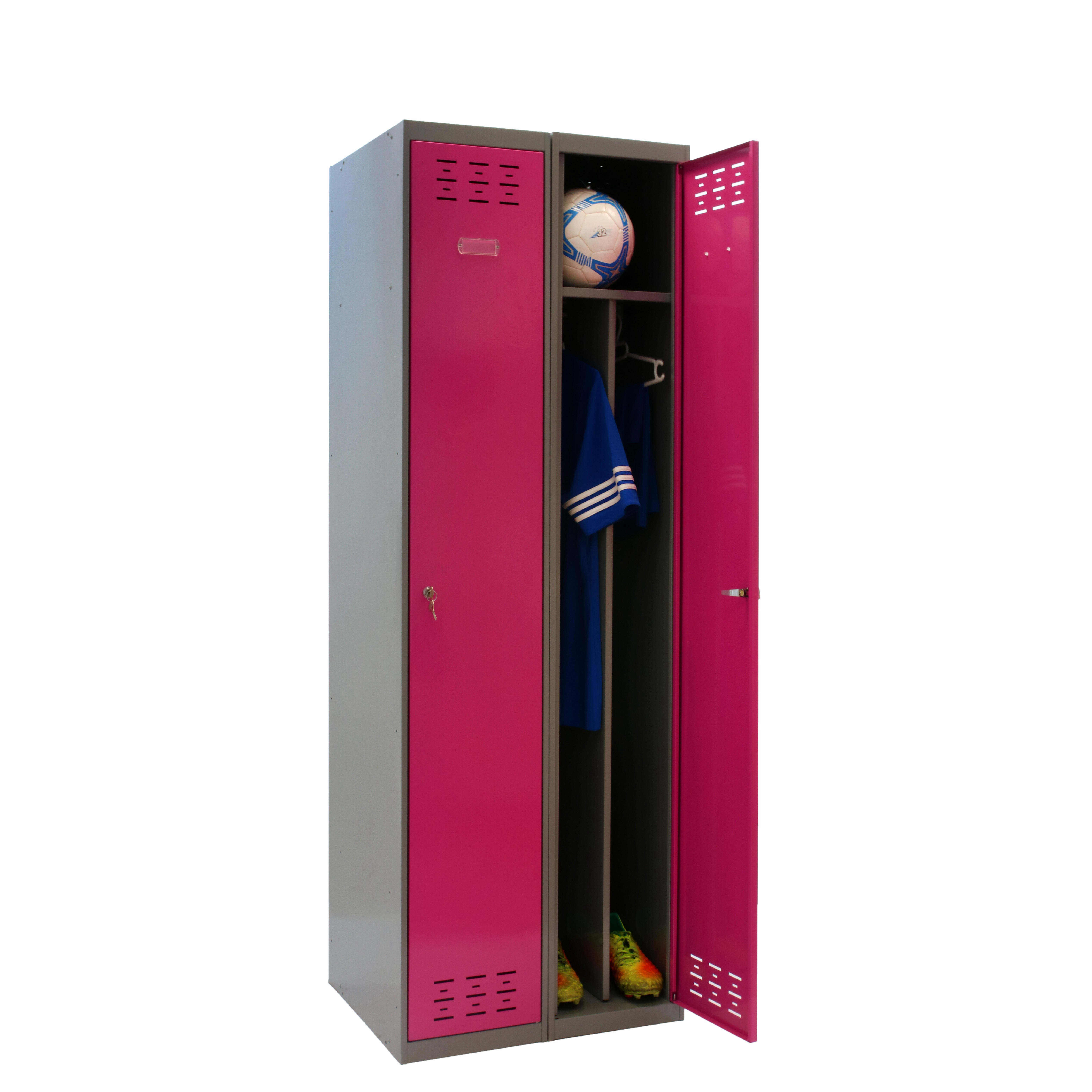 Taquilla de acero 2 divisores 80x180x50 cm montada color gris/rosa 2 ...