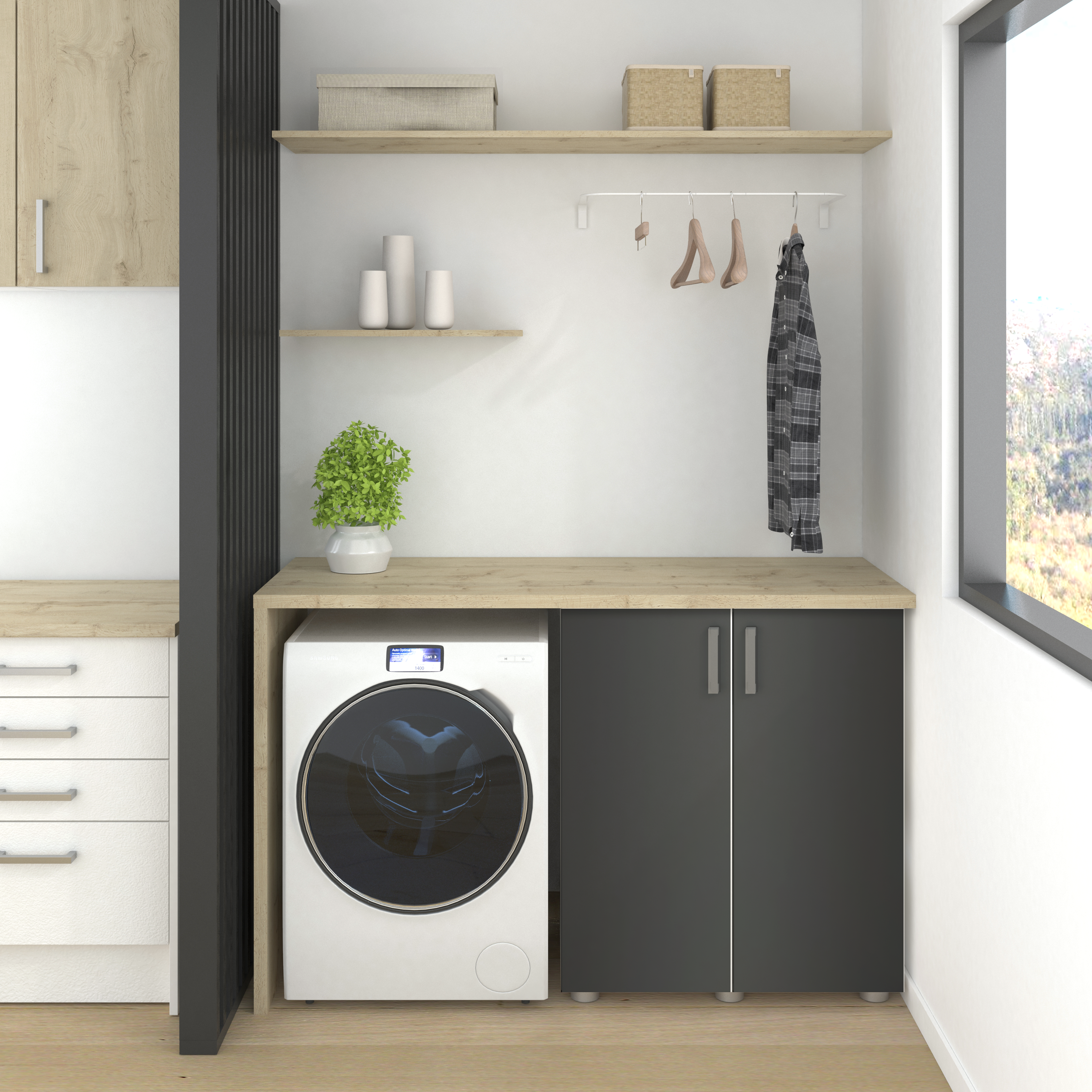 Despensero bajo gris FINLAR 92x80x42 cm 2 puertas | Leroy Merlin