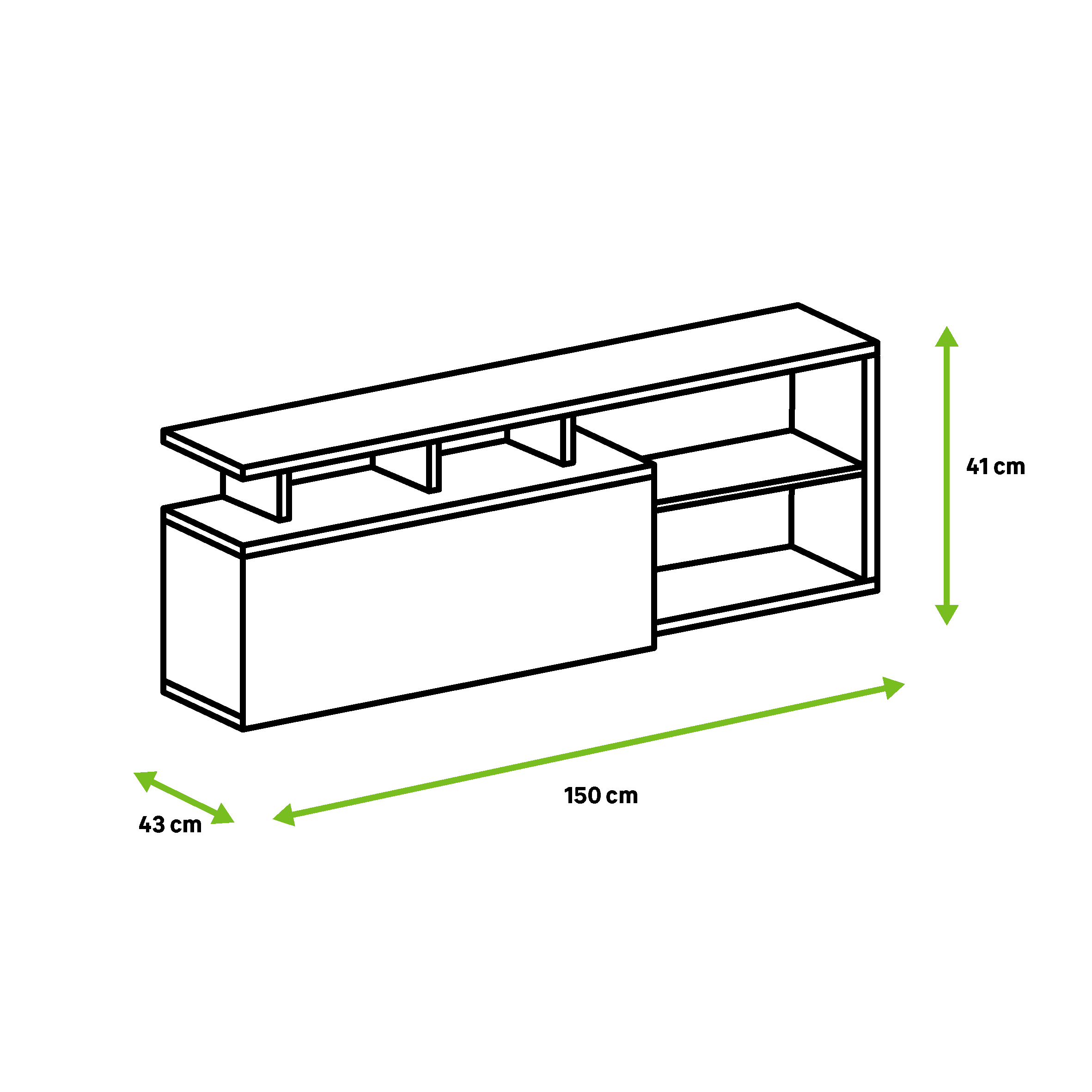 Mueble de TV Bluetech blanco brillo 150x41x43 cm (anchoxaltoxfondo ...