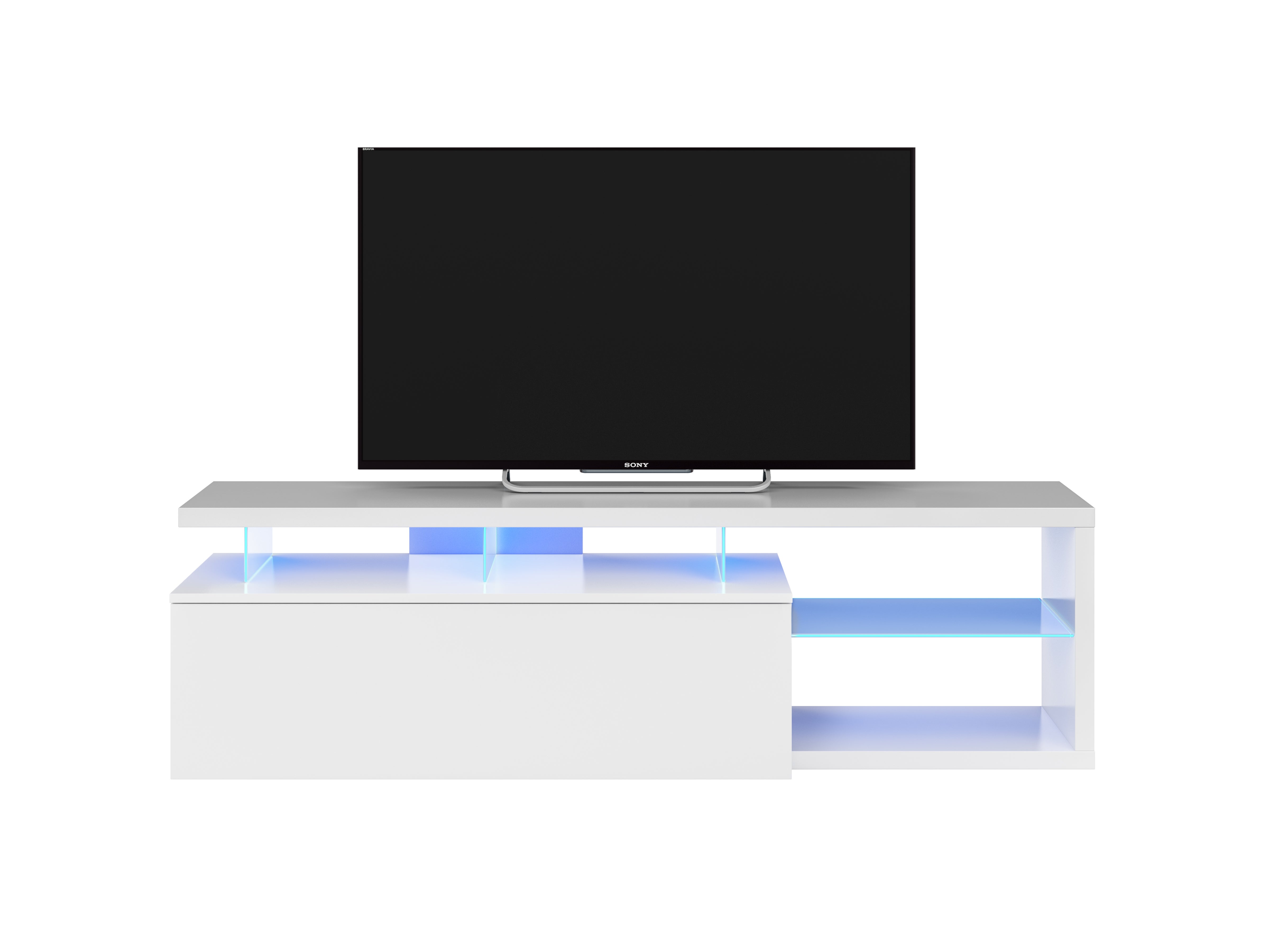 Mueble de TV Bluetech blanco brillo 150x41x43 cm (anchoxaltoxfondo ...