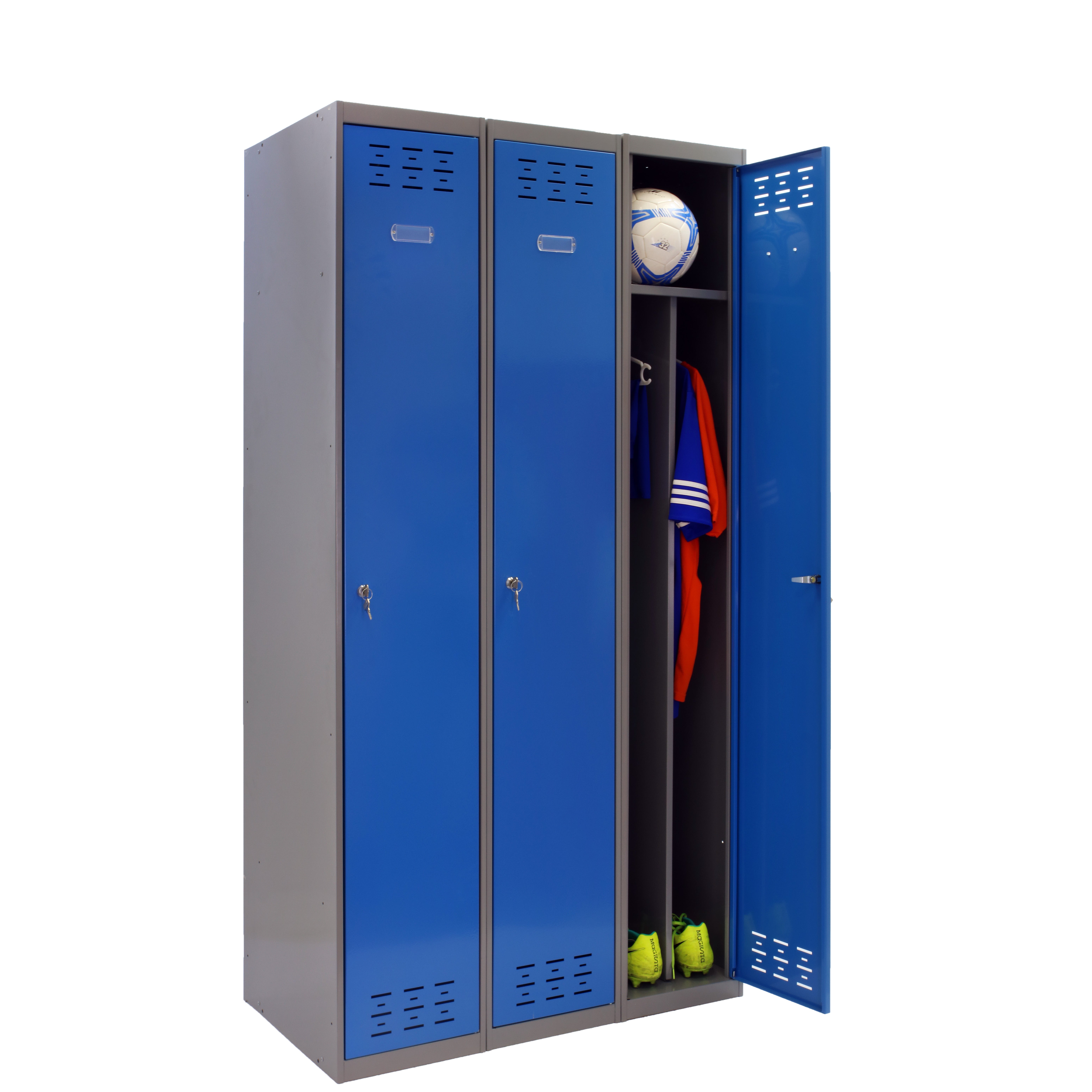 Taquilla single 3 divisores 120x180x50 cm montada color gris/azul 3 ...