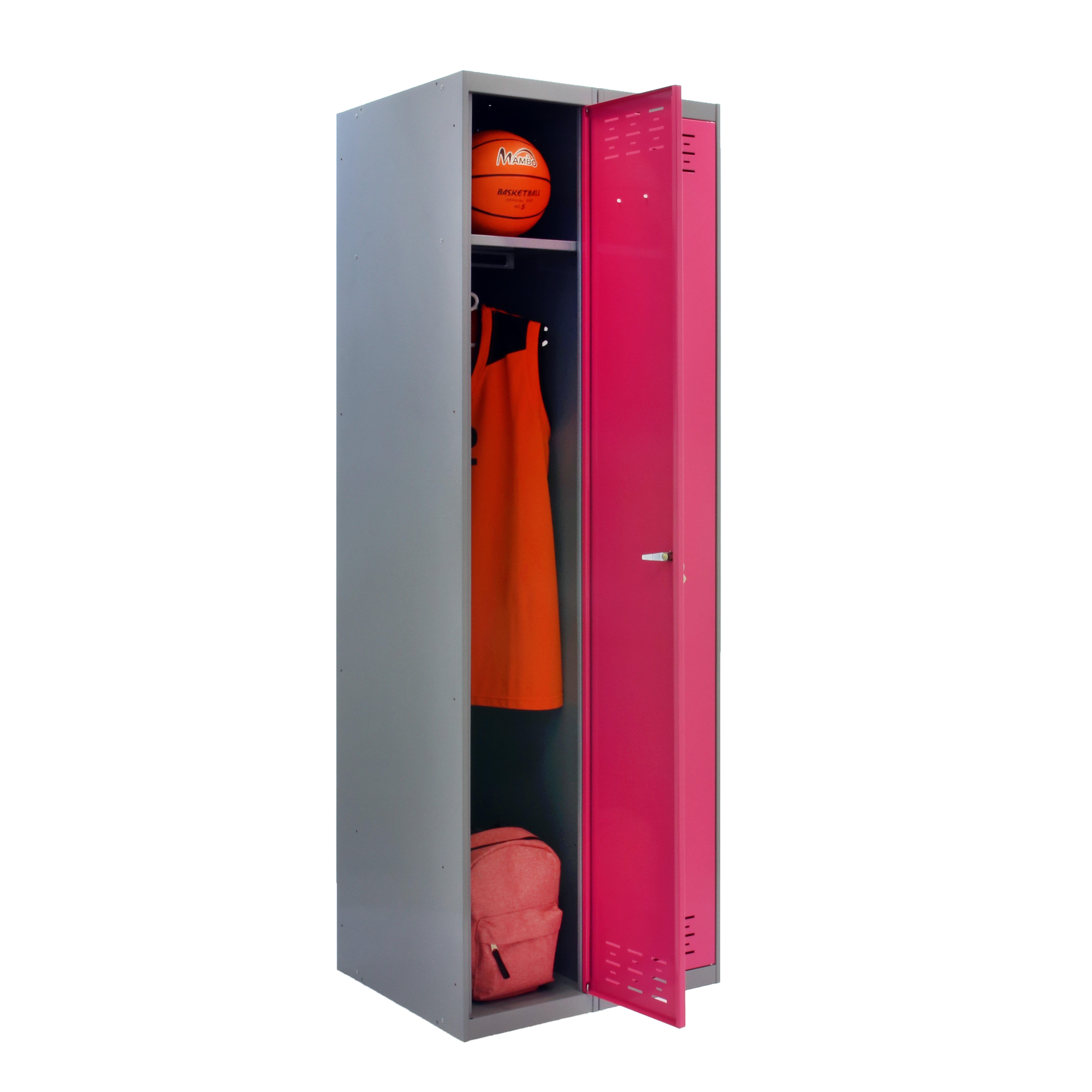 Taquilla single de acero 60x180x50 cm montada color gris/rosa 2 puertas ...