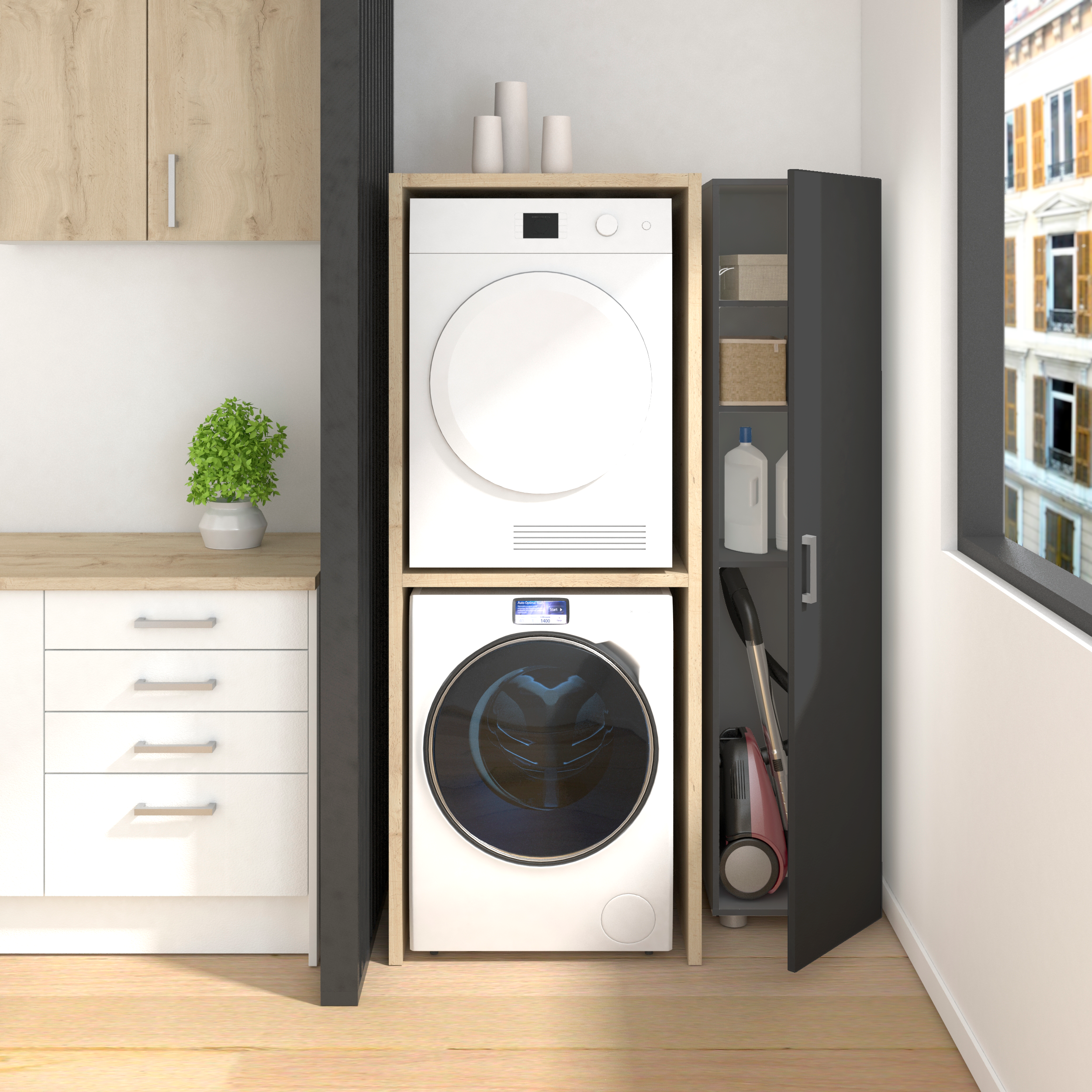 Despensero alto gris FINLAR 180x40x42 1 puerta | Leroy Merlin