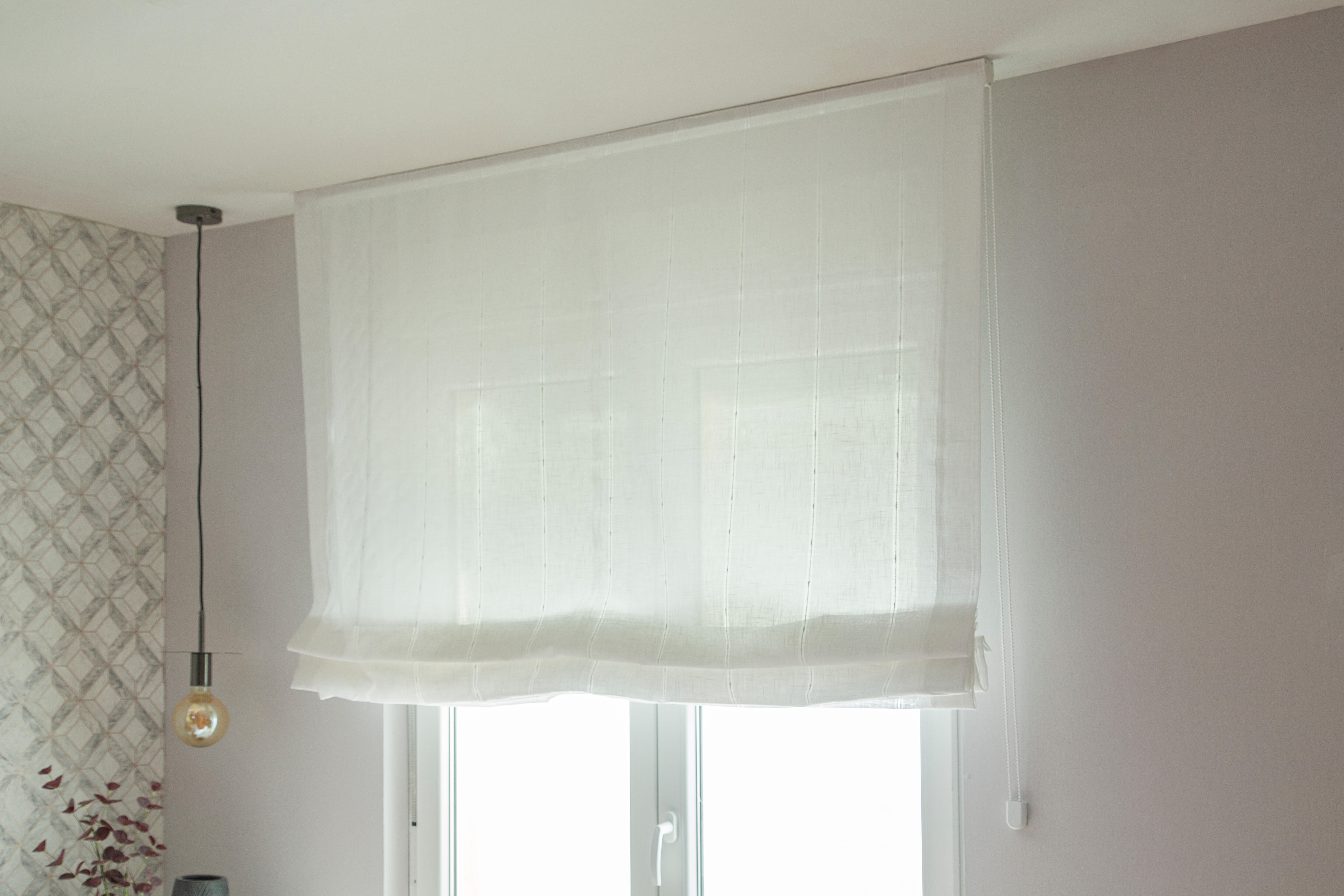 Estor plegable paqueto semi-trasparente con cadena Bolonia poliéster rayas blanco de 165x165 cm ...