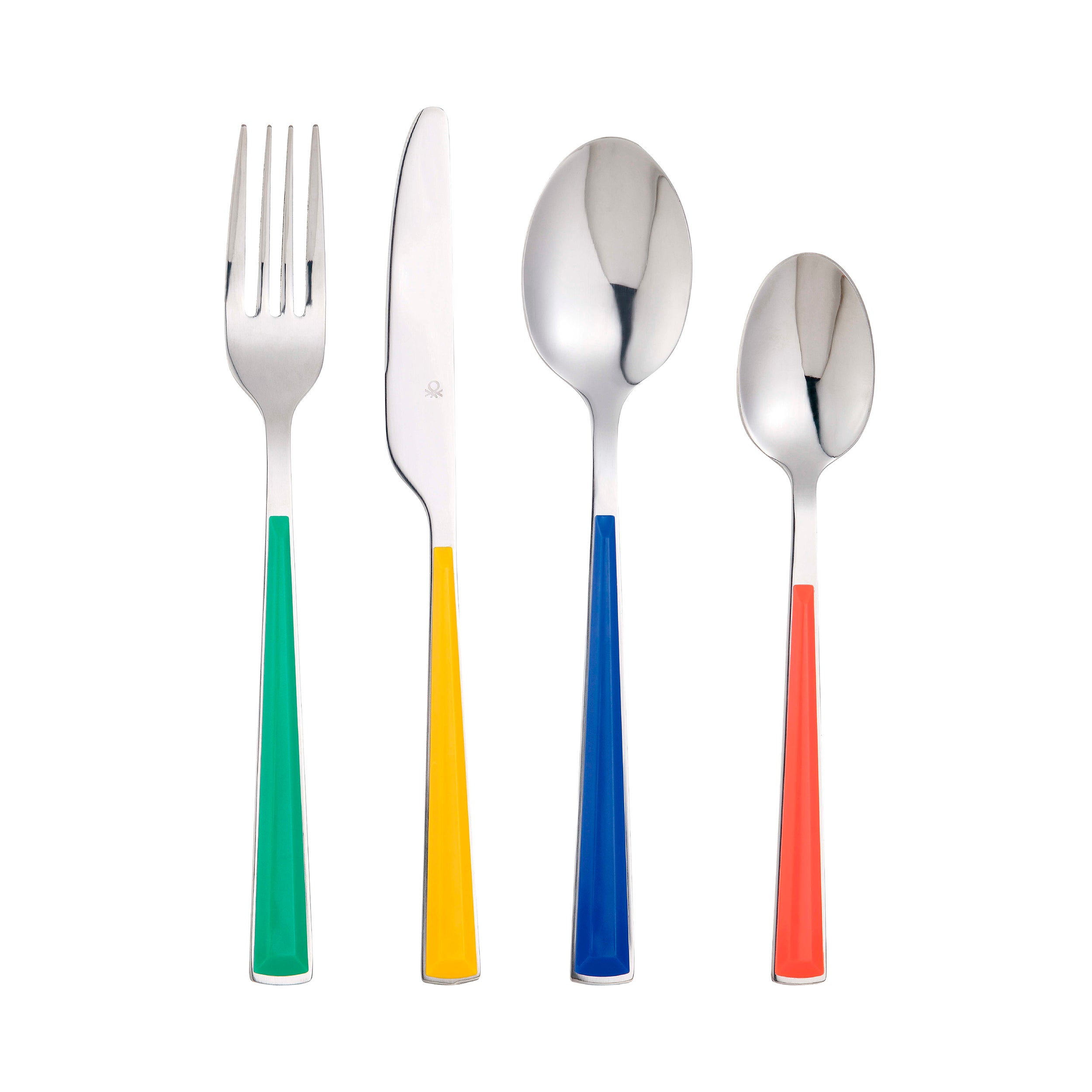Set de 16 cubiertos inox amarillo, verde, rojo y azul Rainbow Benetton ...